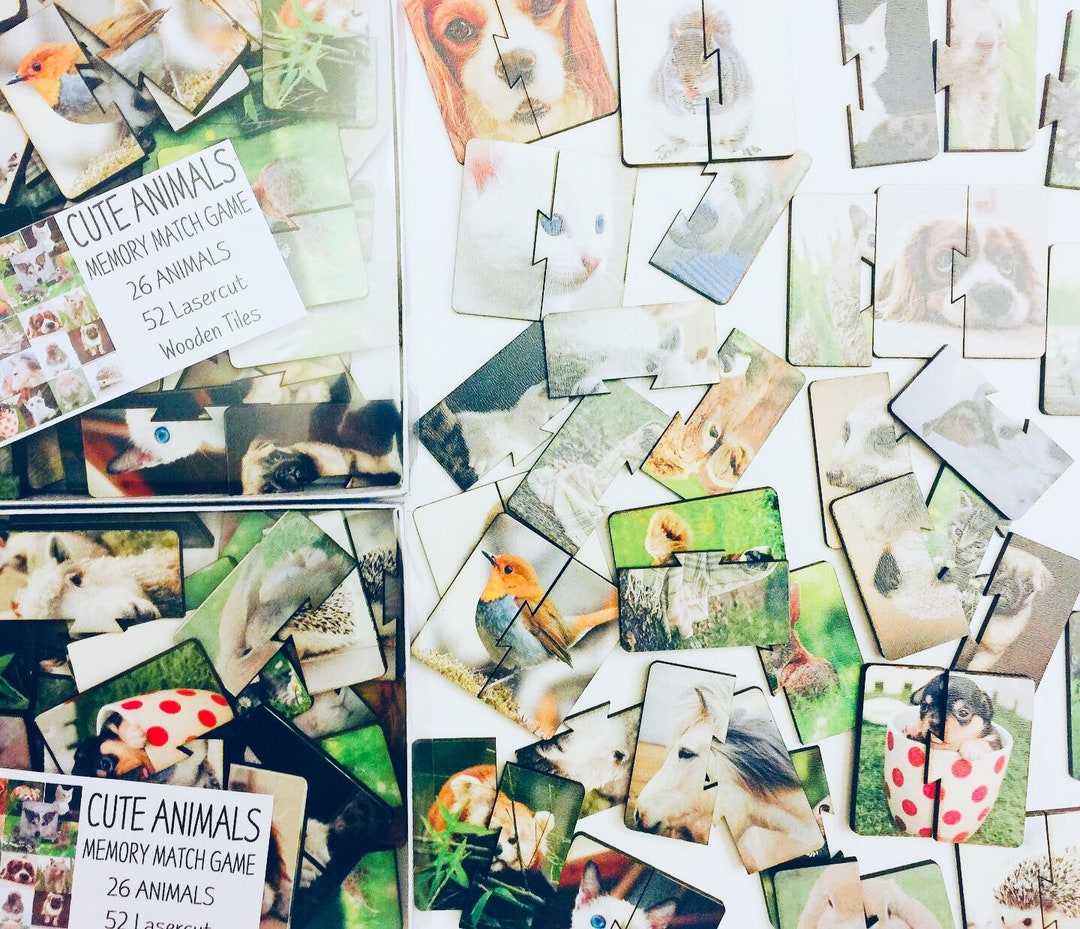 Animal Matching Game: Wooden Memory Tiles for Kids - Etsy