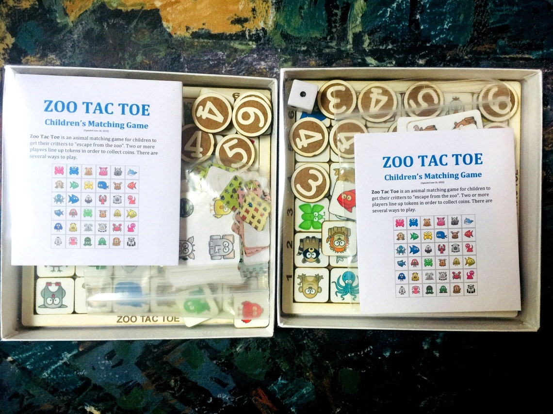 Zoo Tac Toe A Children's Animal Matching Game Escape | Etsy