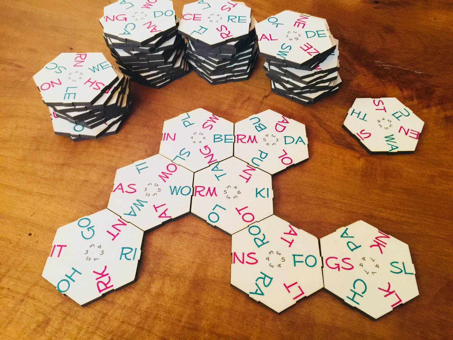 Hex-a-spell Word Game Hexagonal Spelling Game - Etsy