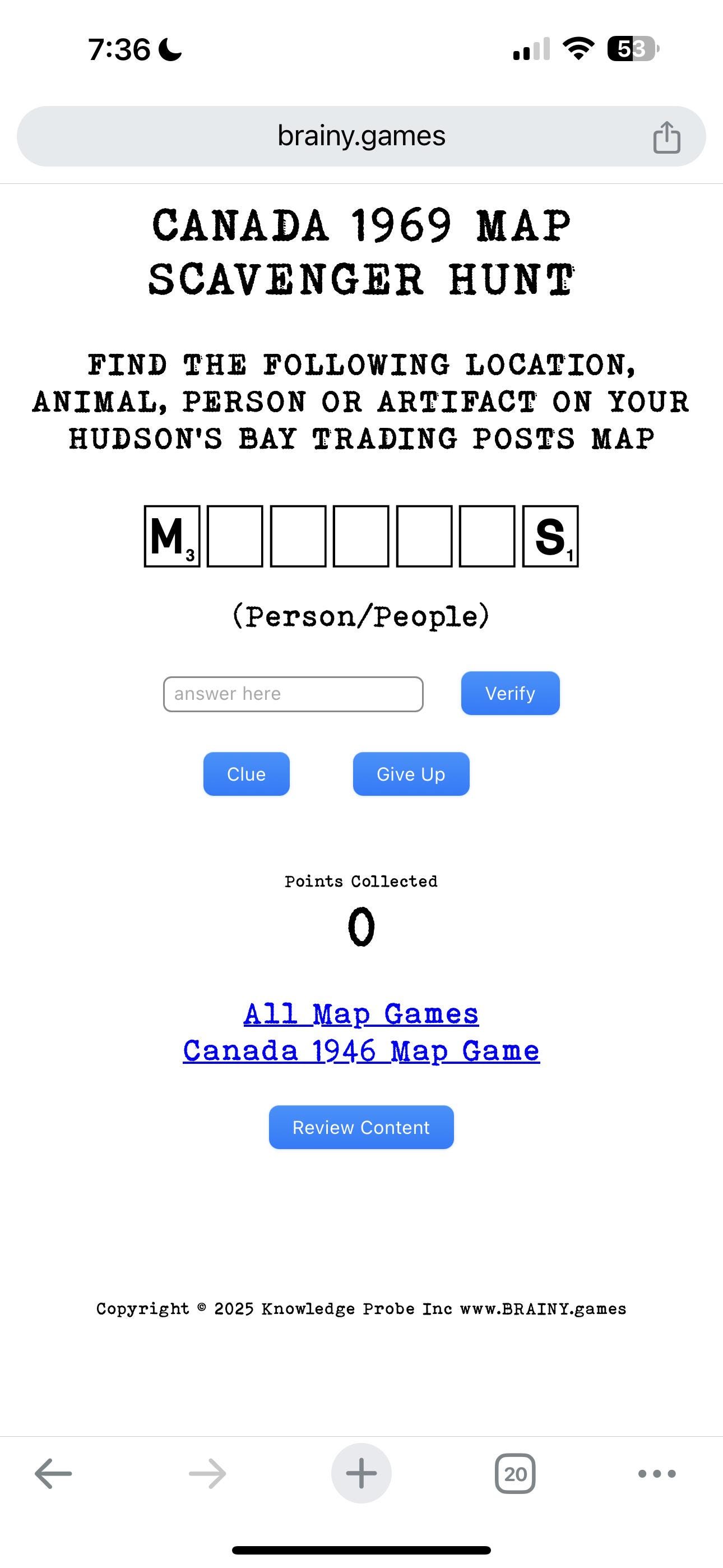 Canada Map Puzzle Scavenger Hunt & Historical Game Using 1969 ...