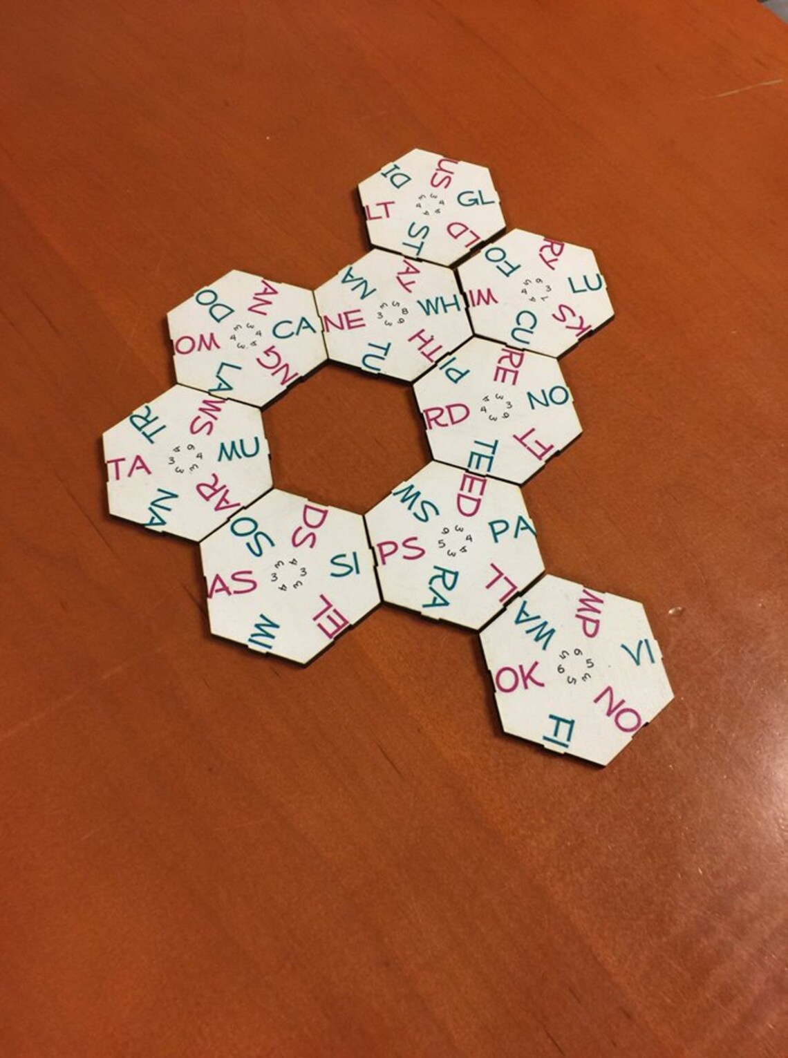 Hex-a-spell Word Game Hexagonal Spelling Game | Etsy Canada