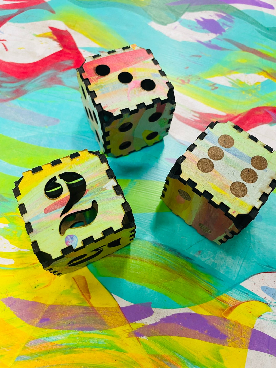 Lasercut Wooden Dice: Friction-fit Assembly, Rainbow Cube Style - Etsy