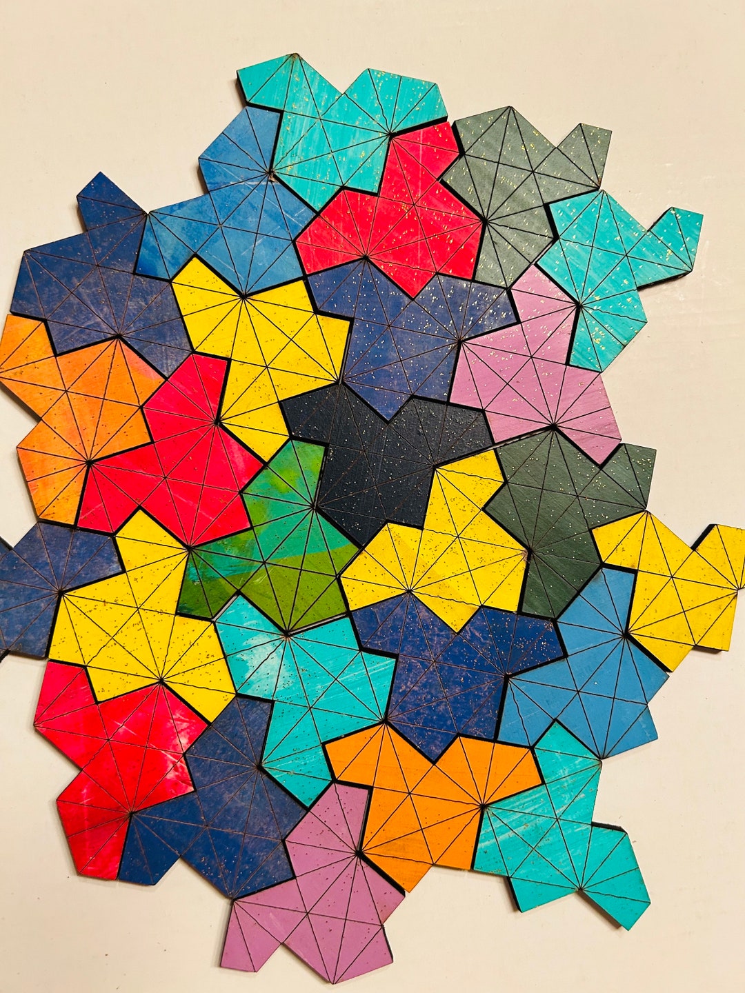 Aperiodic Lasercut Wooden Einstein Hat Polykite Monotiles in Your Choice of Colors for STEM Math ...