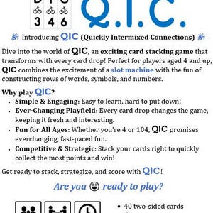 QIC - A Really Quick Card Game for All Ages - Etsy