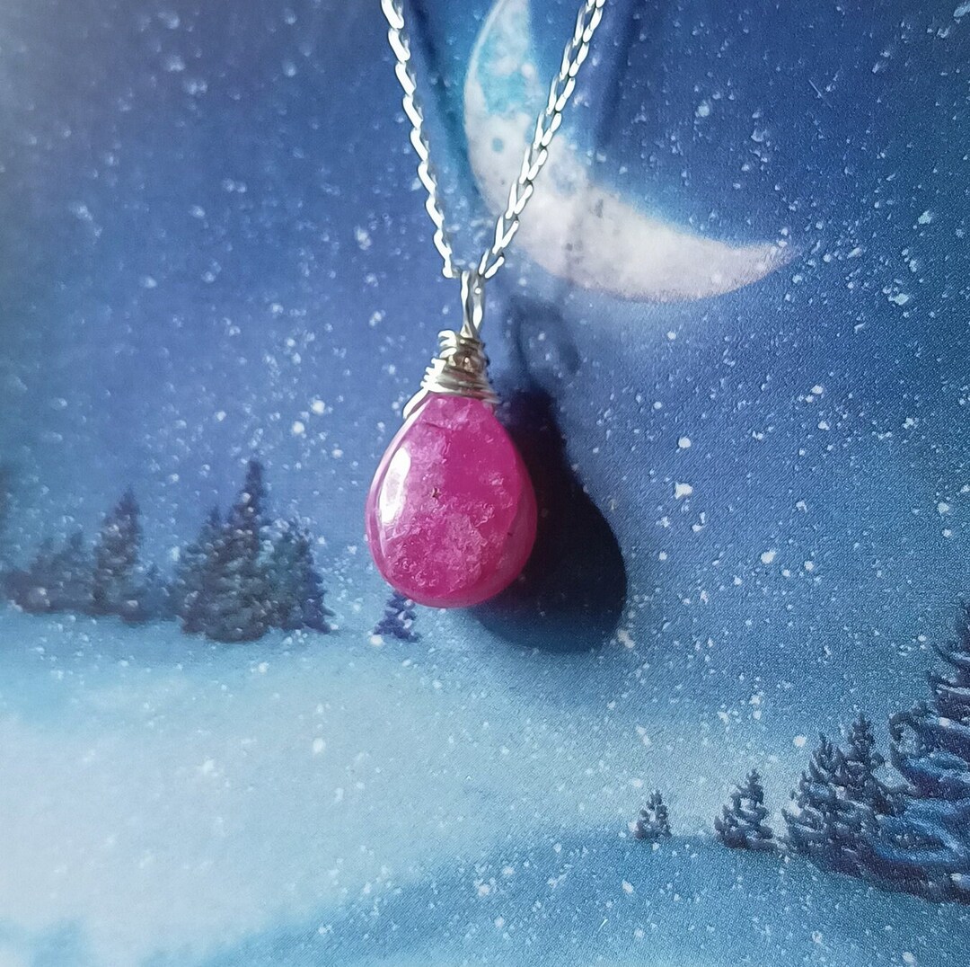 Raw Red Beryl Pendant Necklace, Genuine Natural Bixbite Crystal, Ruby ...