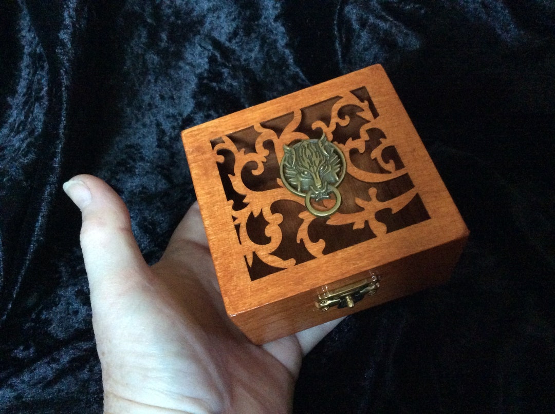 Wolf Wooden Jewellery Box, Wolf Trinket Box, Bronze Wolf, Ring Box ...
