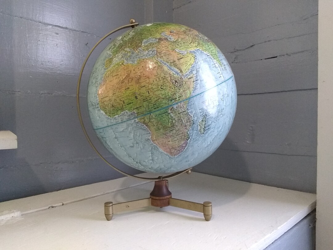Vintage MCM Table Top Globe World Map Photo Prop Home Decor Children's ...