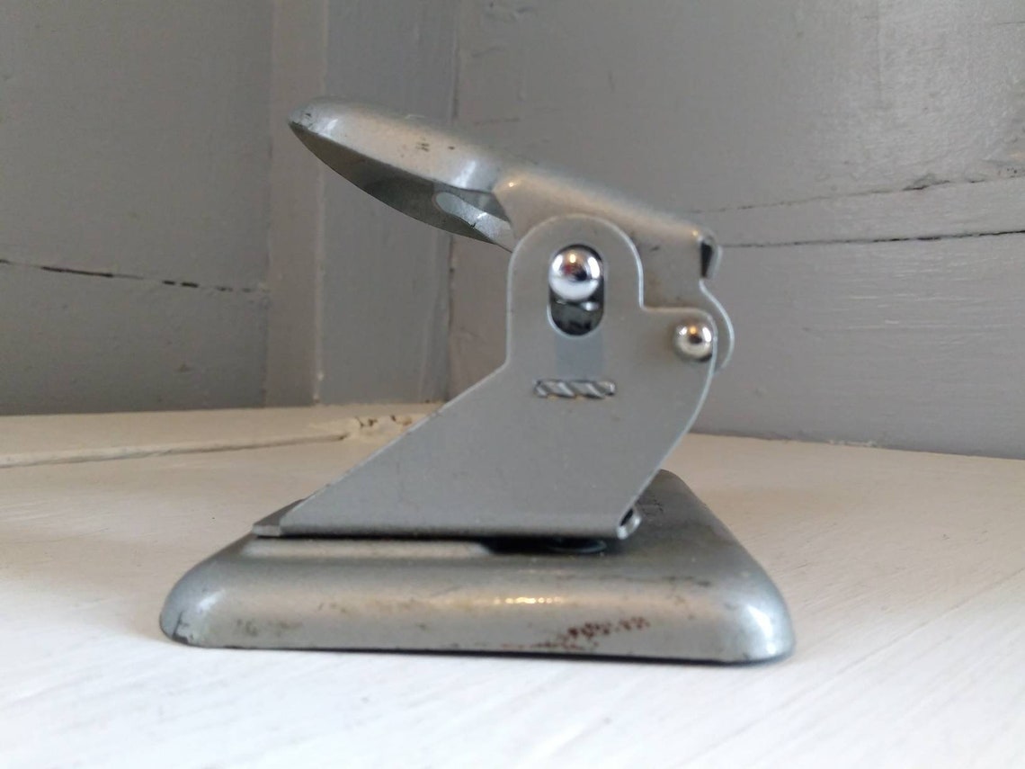 Vintage Mid Century 2 Hole Paper Punch Metal Gray General MOD | Etsy