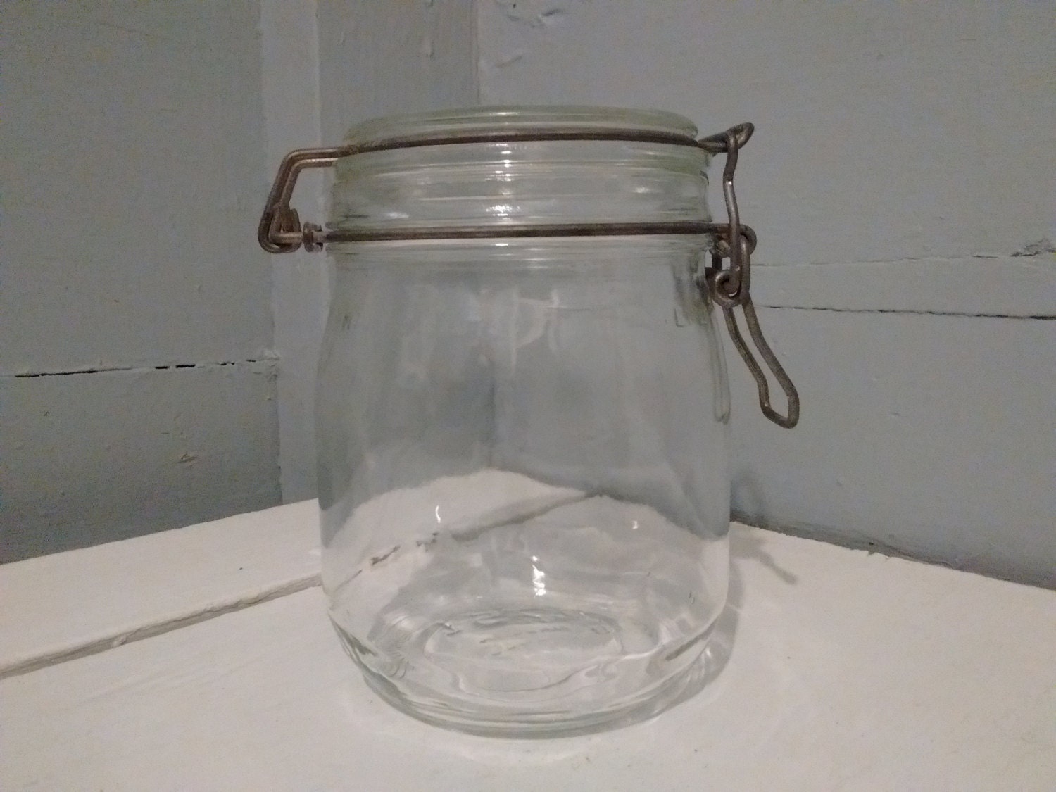 Glass Jar Wire Bale Lid Vintage Le Parfait 0.751 L Display Storage Jar ...