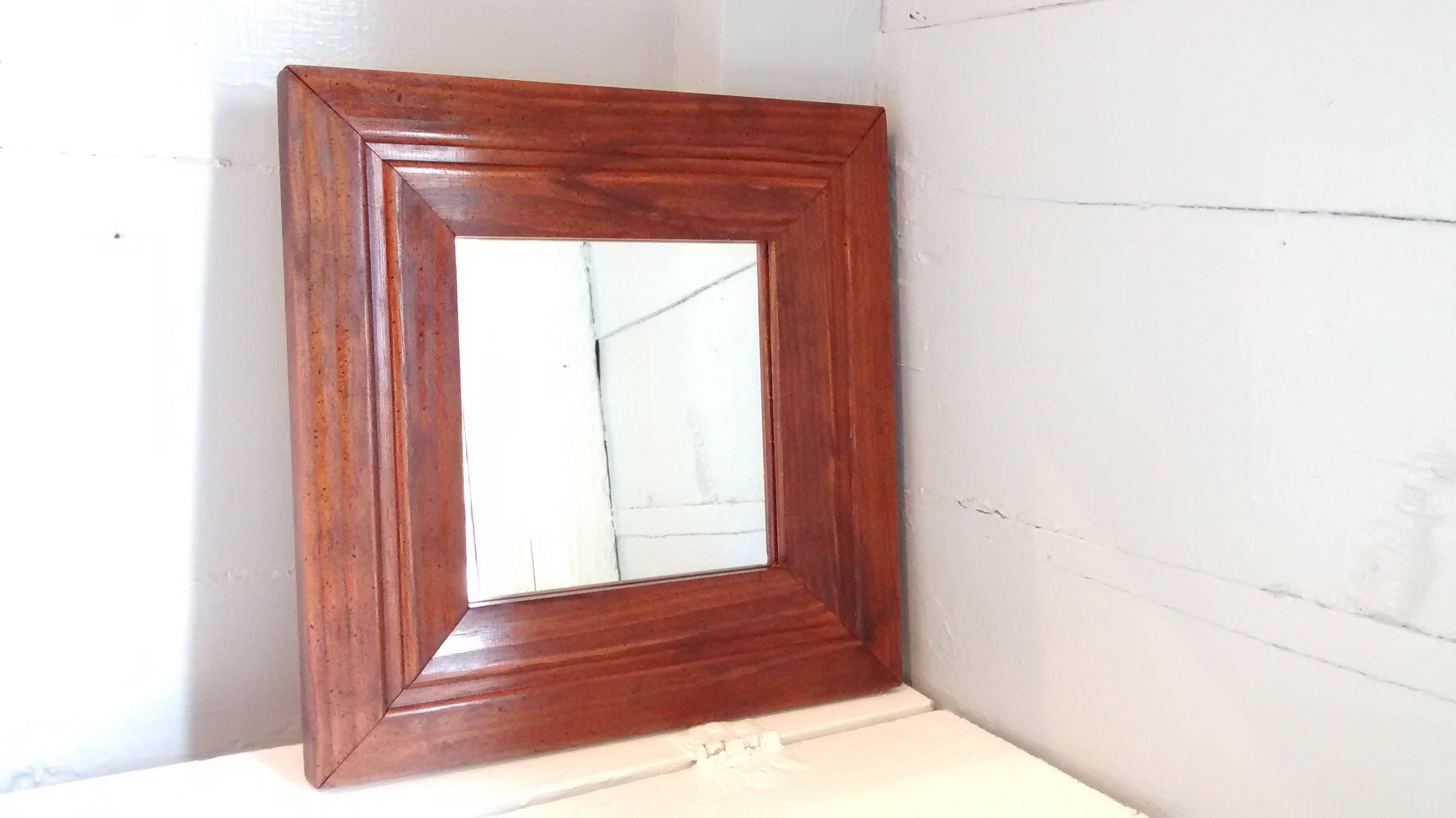 80s Retro Mirror Wall Mirror Square Mirror Wood Framed Mirror Accent ...