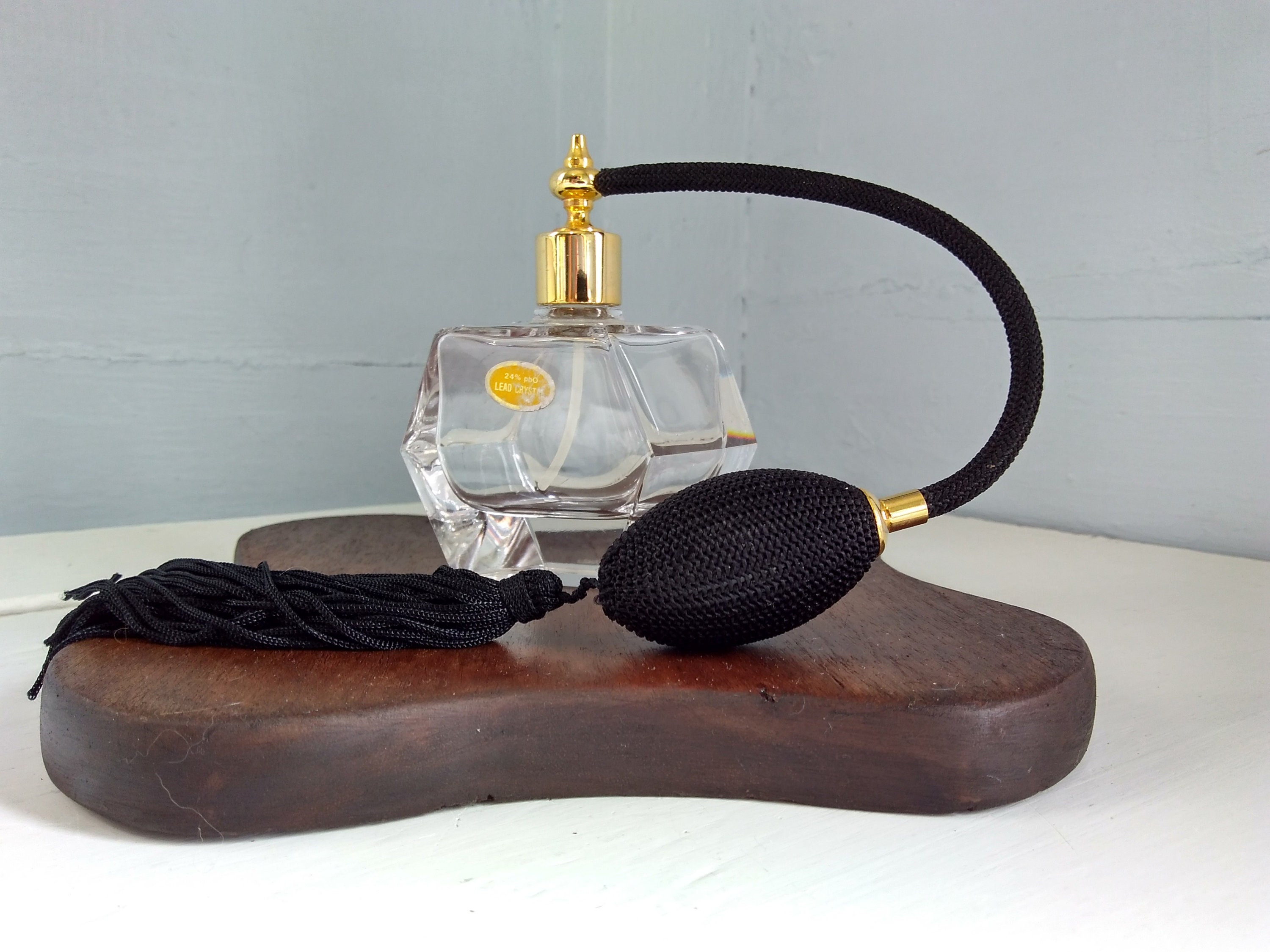 Gorgeous Vintage Perfume Bottle Crystal Braided Fabric Wand Pump and ...