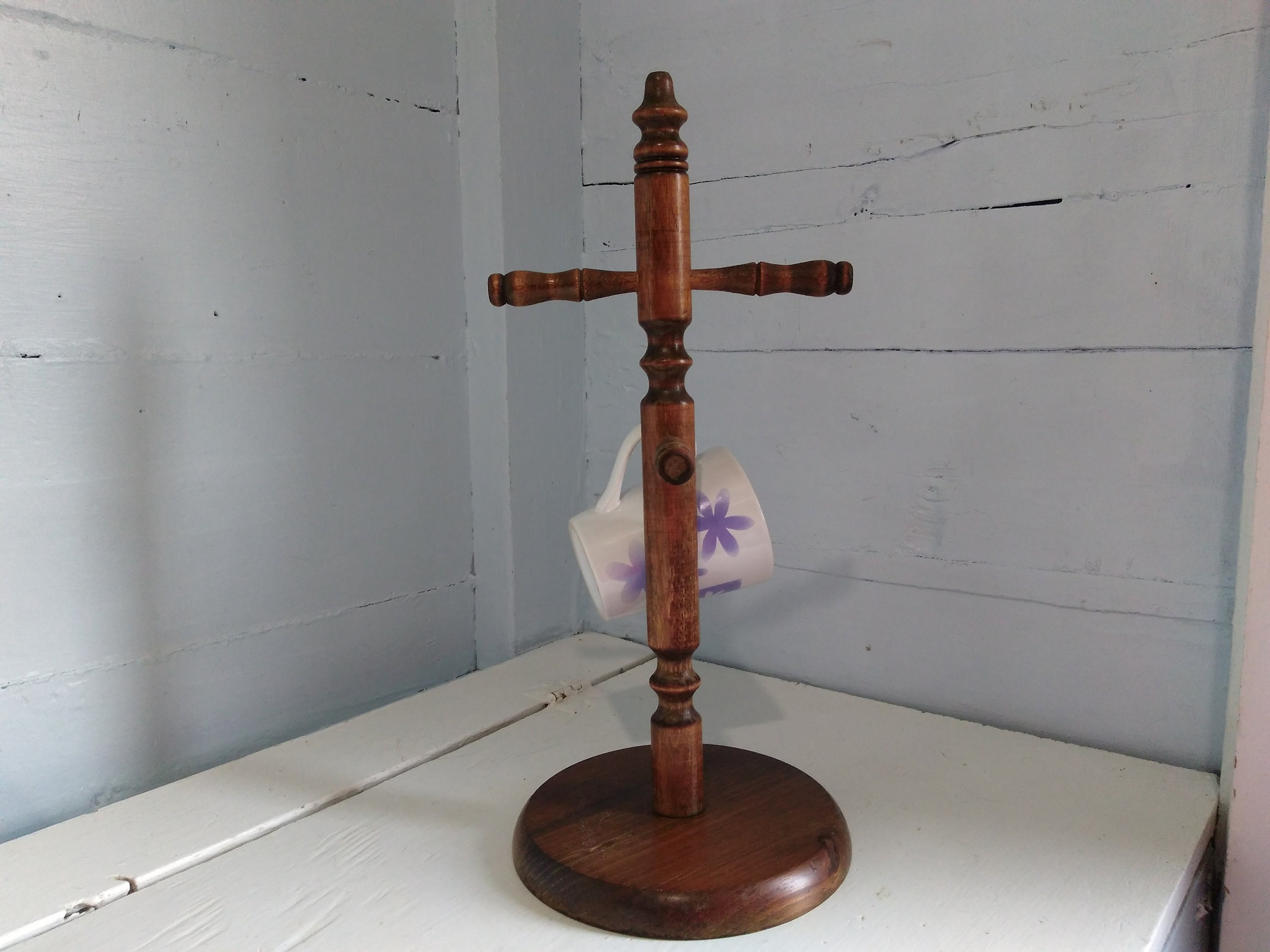 Vintage Mug Tree Cup Holder Stand Wood Kitchen Decor Photo Prop ...