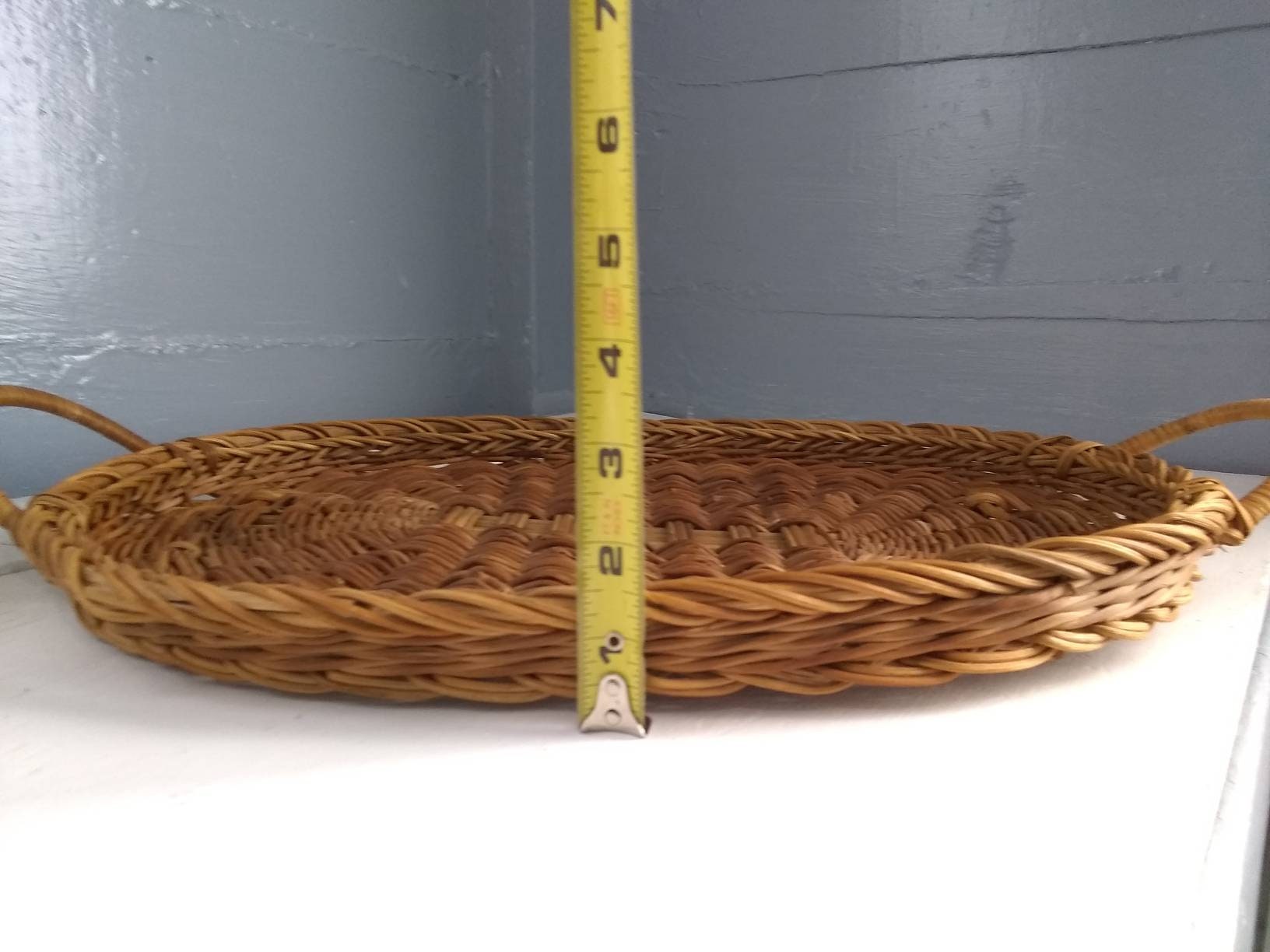 Vintage Large Oval Wicker Serving Tray Breakfast Tray T.V. Tray Home ...