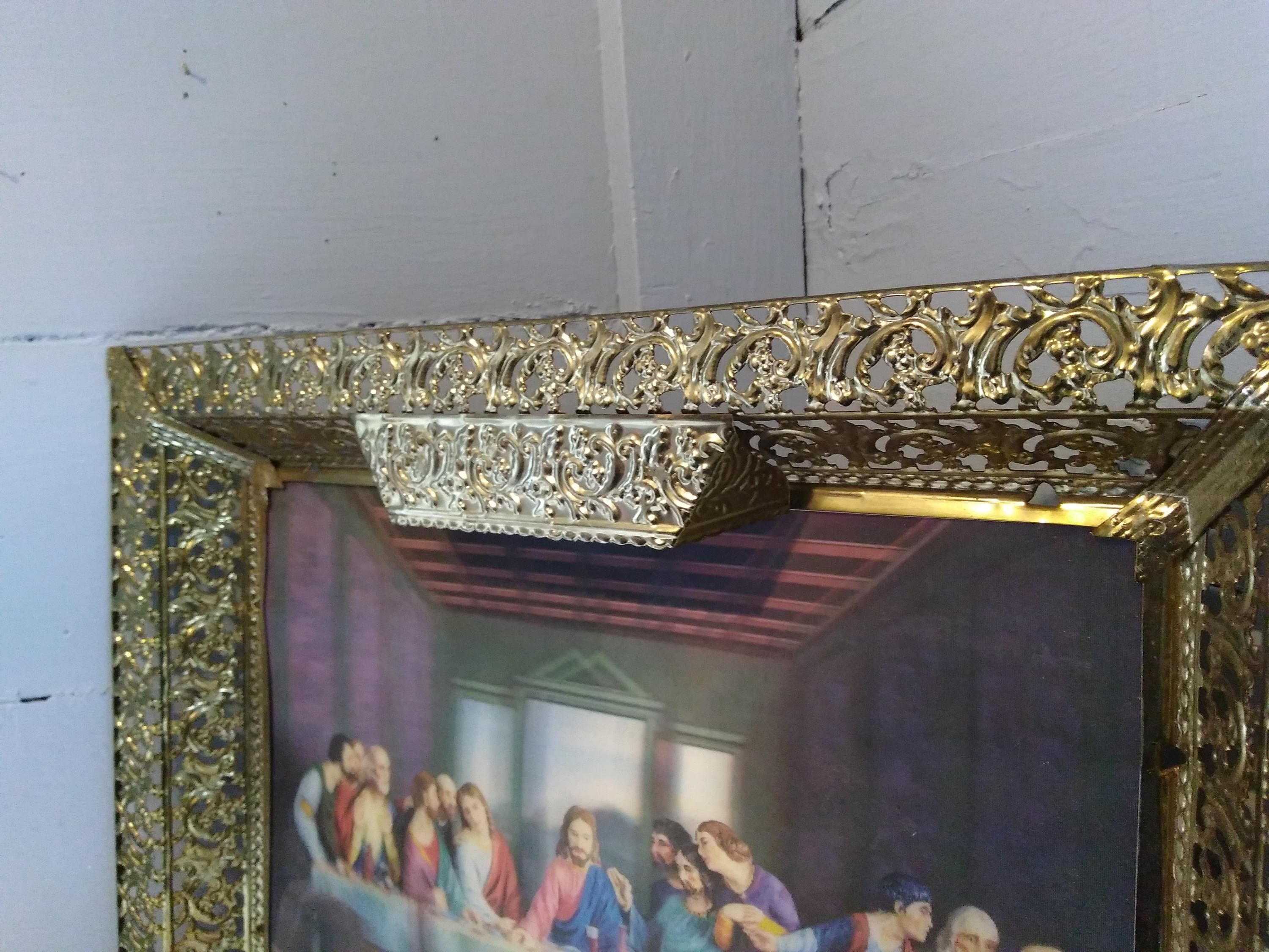 Vintage Picture The Last Supper Halographic 3-D Metal Filagree Frame ...