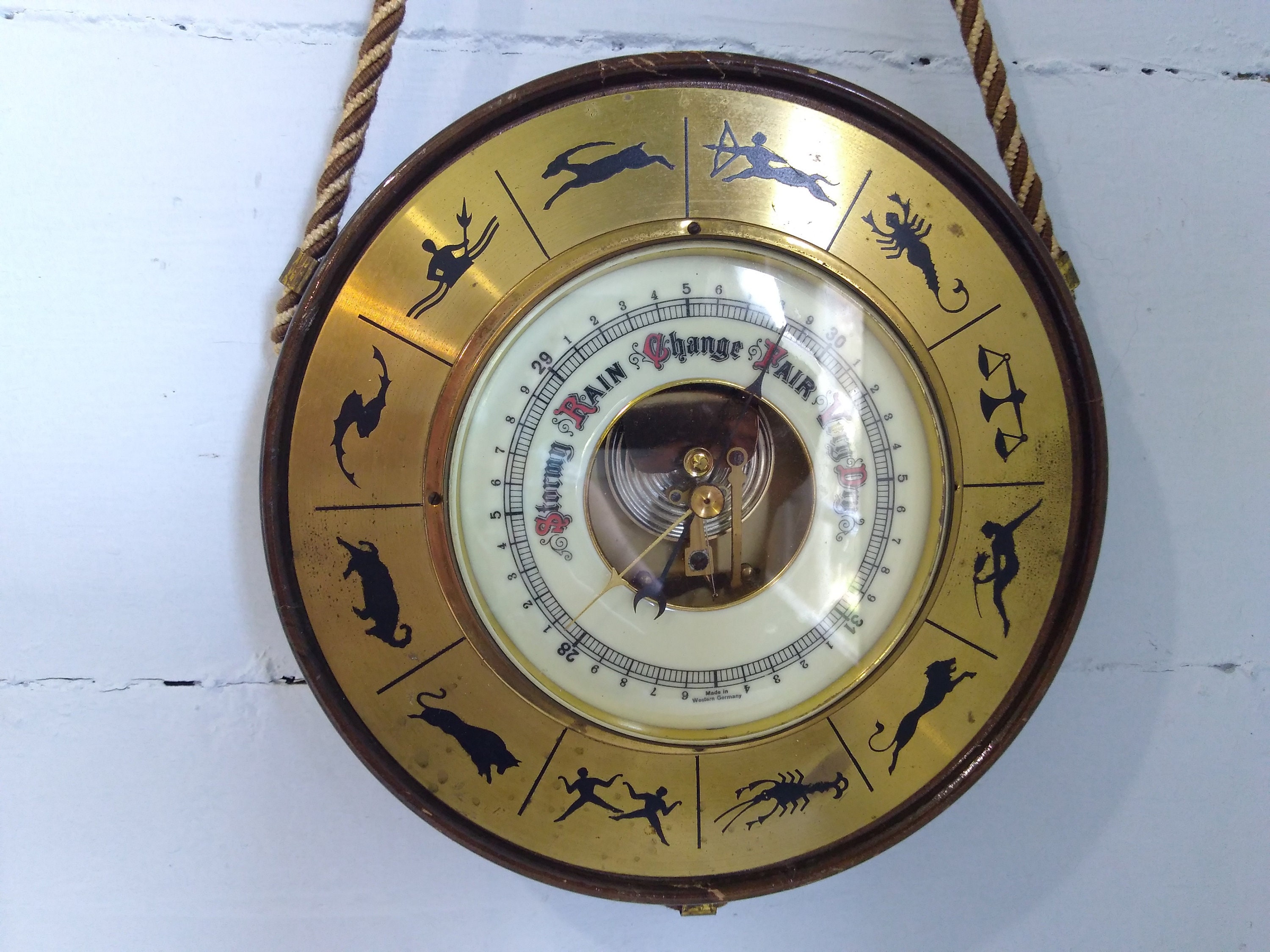 Vintage, Barometer, Zodiac, Weather Instrument, Astrological, Man Cave ...