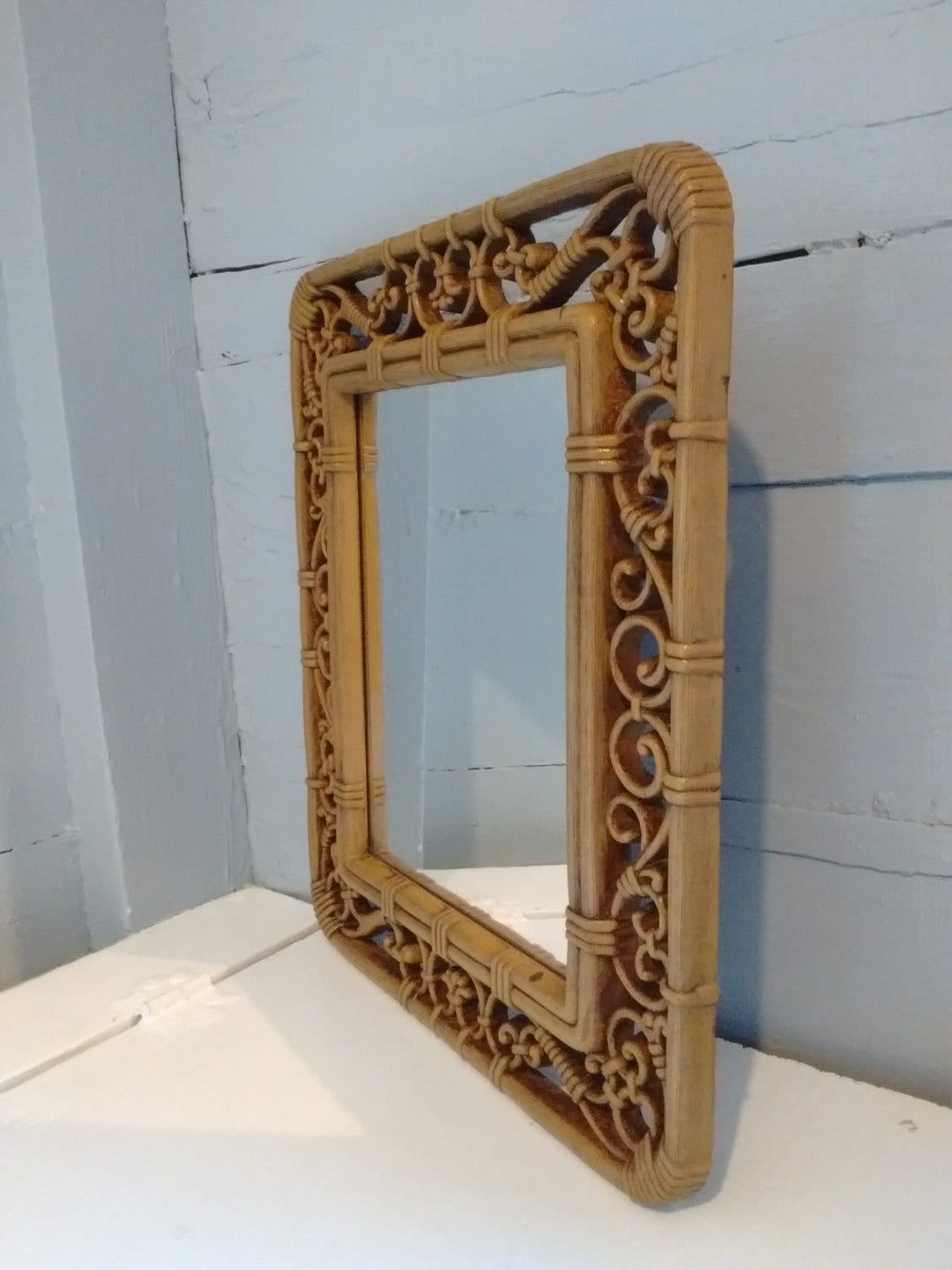 Mirror, Boho, Faux Bamboo, Decorative Frame, Scroll, Wall Mirror ...