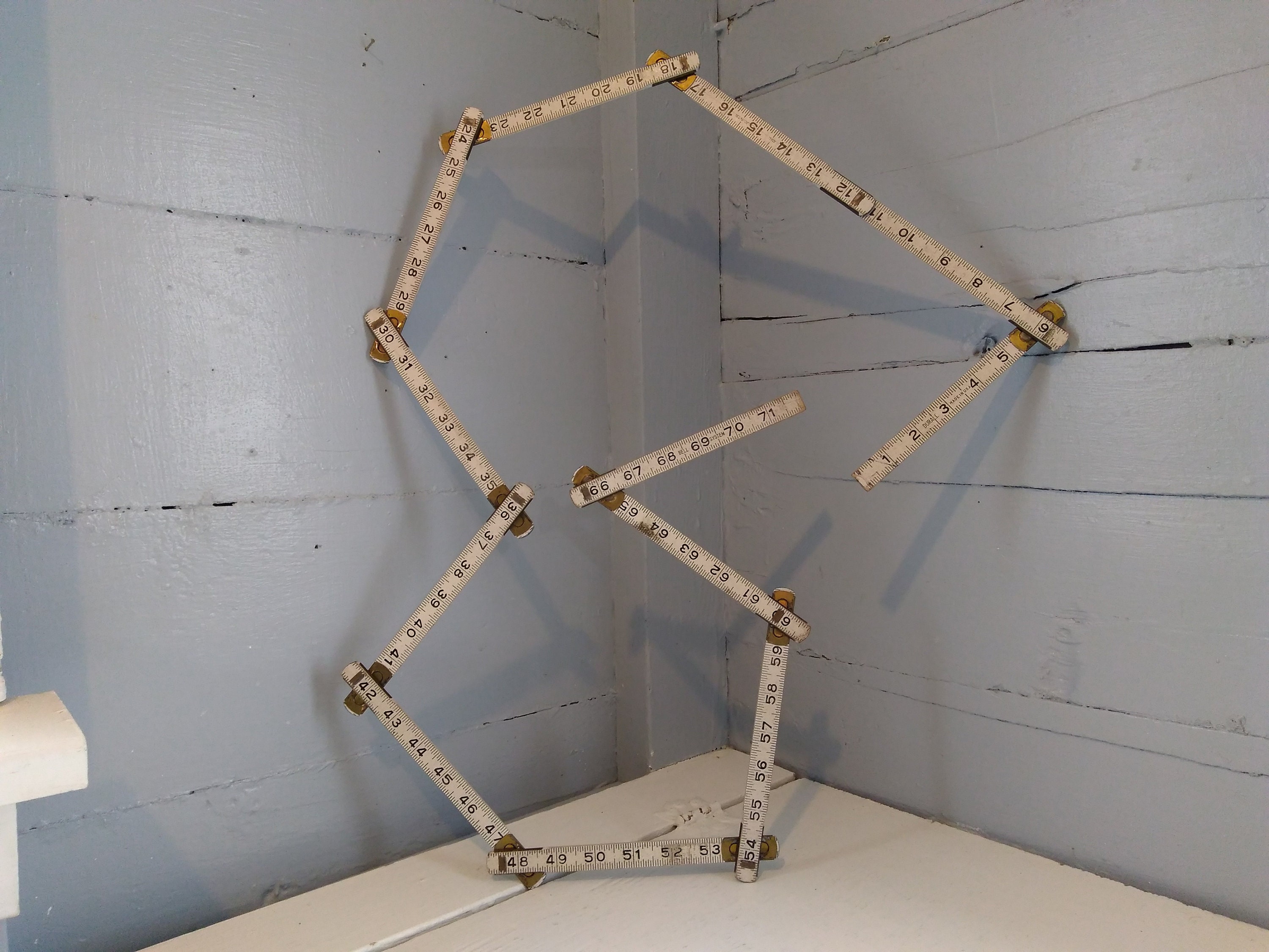 Durall Folding Wood Ruler Yard Stick White Measuring Tool Extension ...