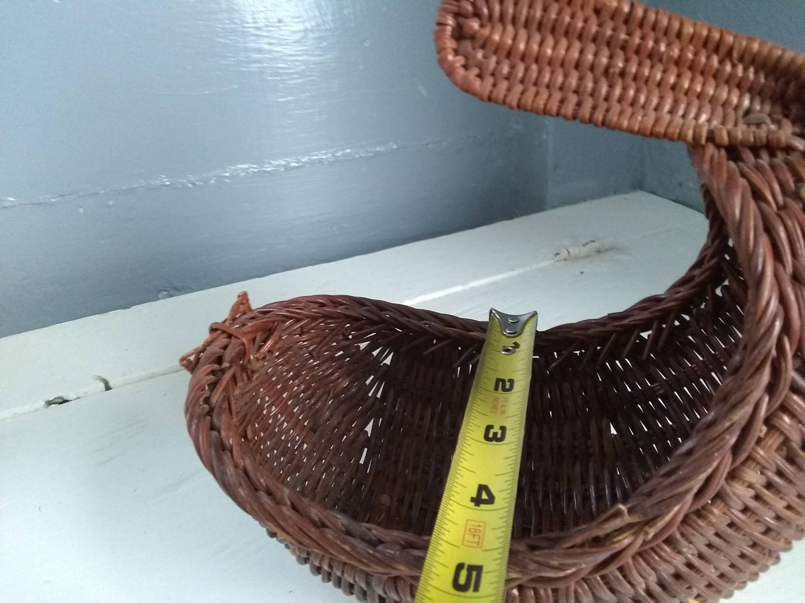 Vintage Wicker Bunny Basket Animal Basket Display Basket Easter Basket ...