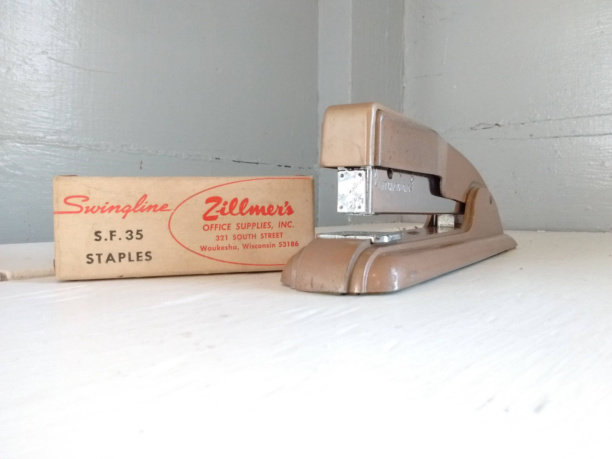 Vintage Swingline Stapler MidCentury Tan Metal Office Stapler Office ...