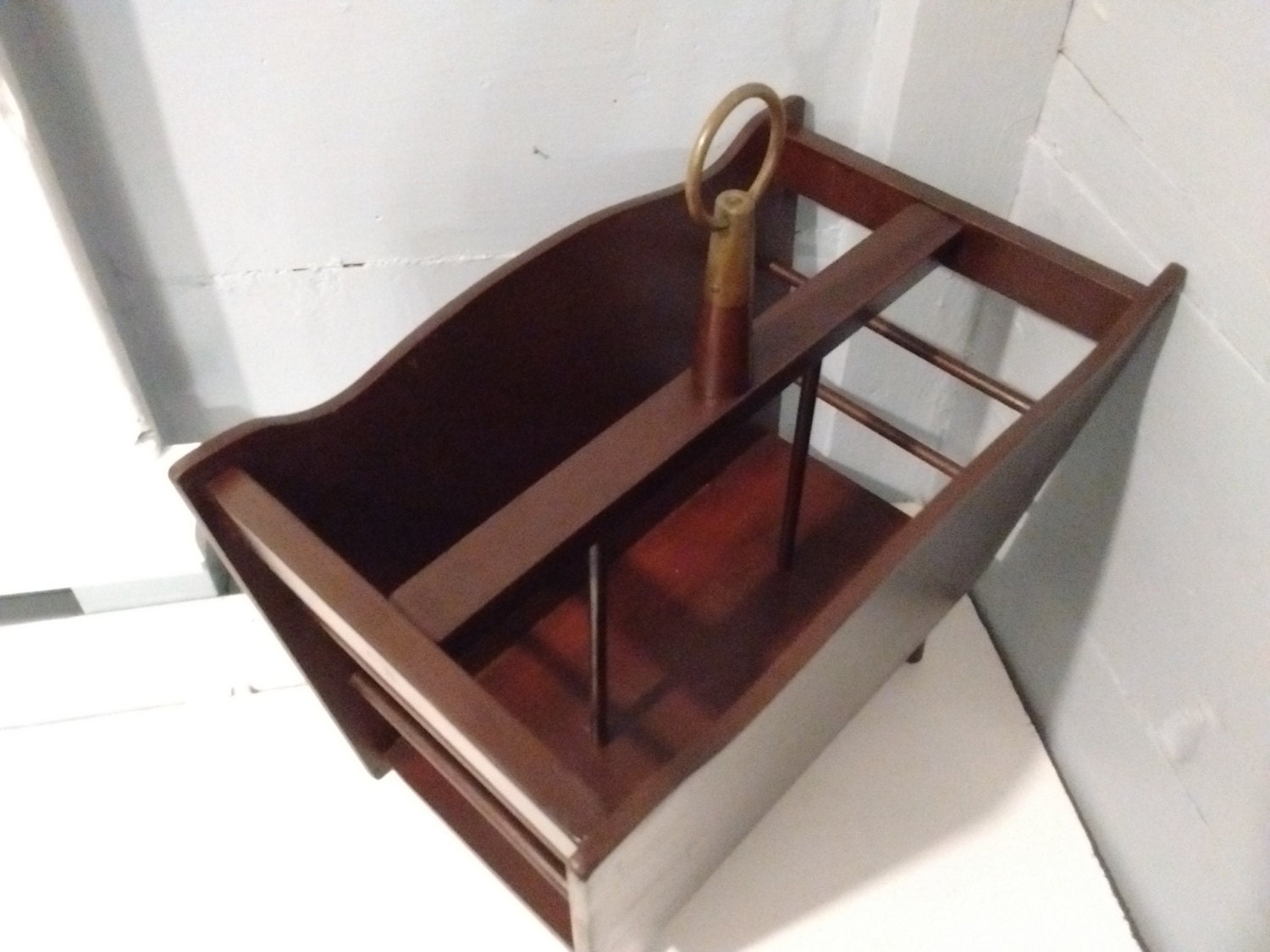 Vintage, Magazine Rack, Magazine Holder, Wood, Footed, Mid Century, Art ...