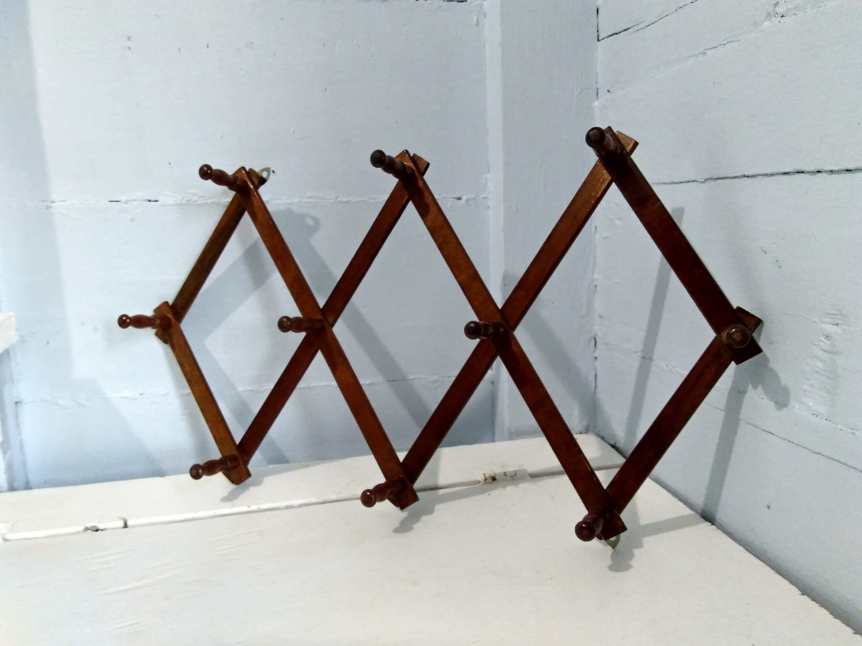 Hanging Accordion Style Expandable Rack Vintage Peg Rack Mug Rack Hat ...