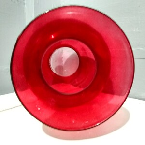 Tinted Red Glass Flower Vase Large Vintage Decorative Mid Century ...