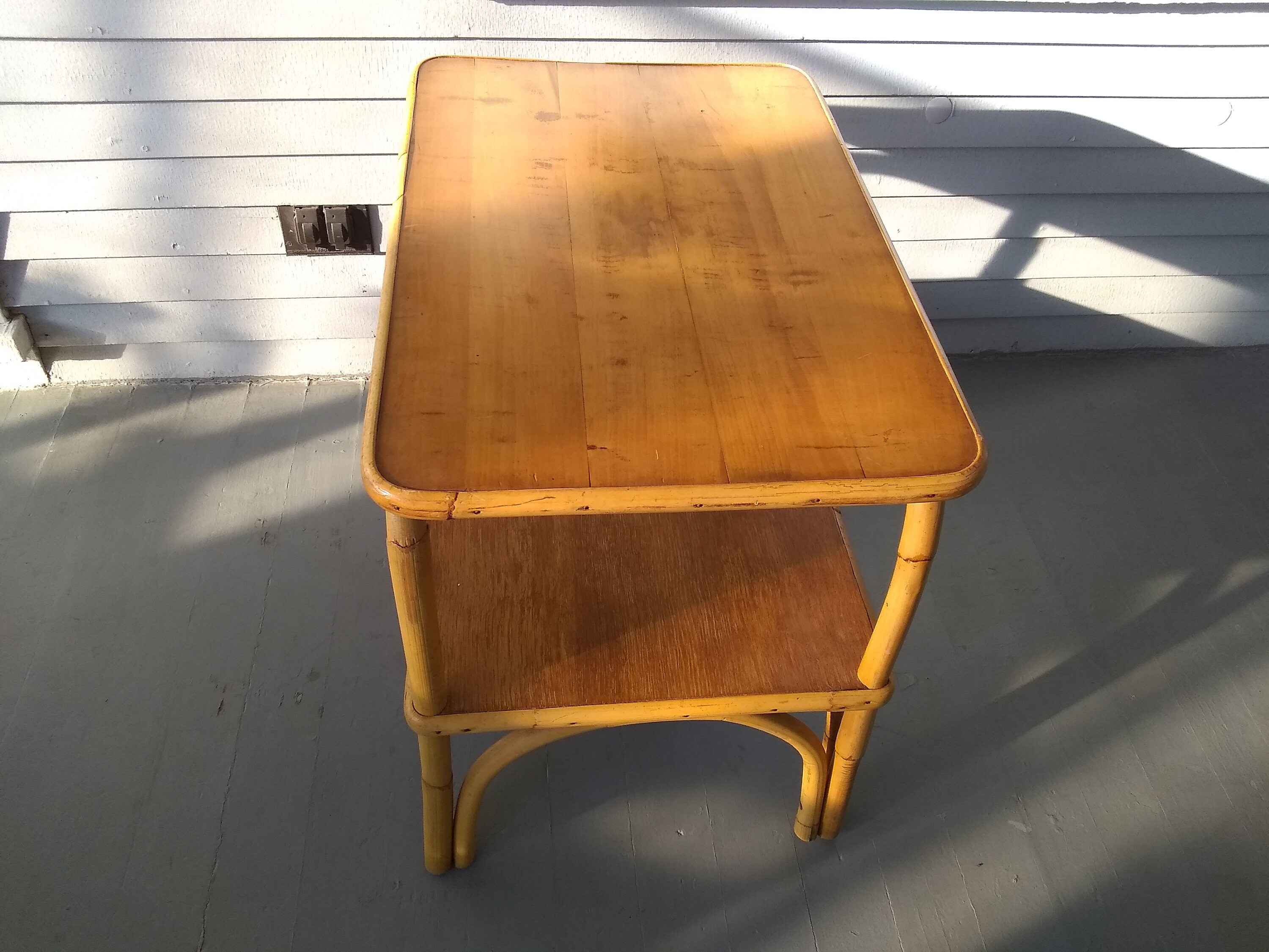 Beautiful 70s Bamboo and Wood End Table with Shelf Attractive Boho ...