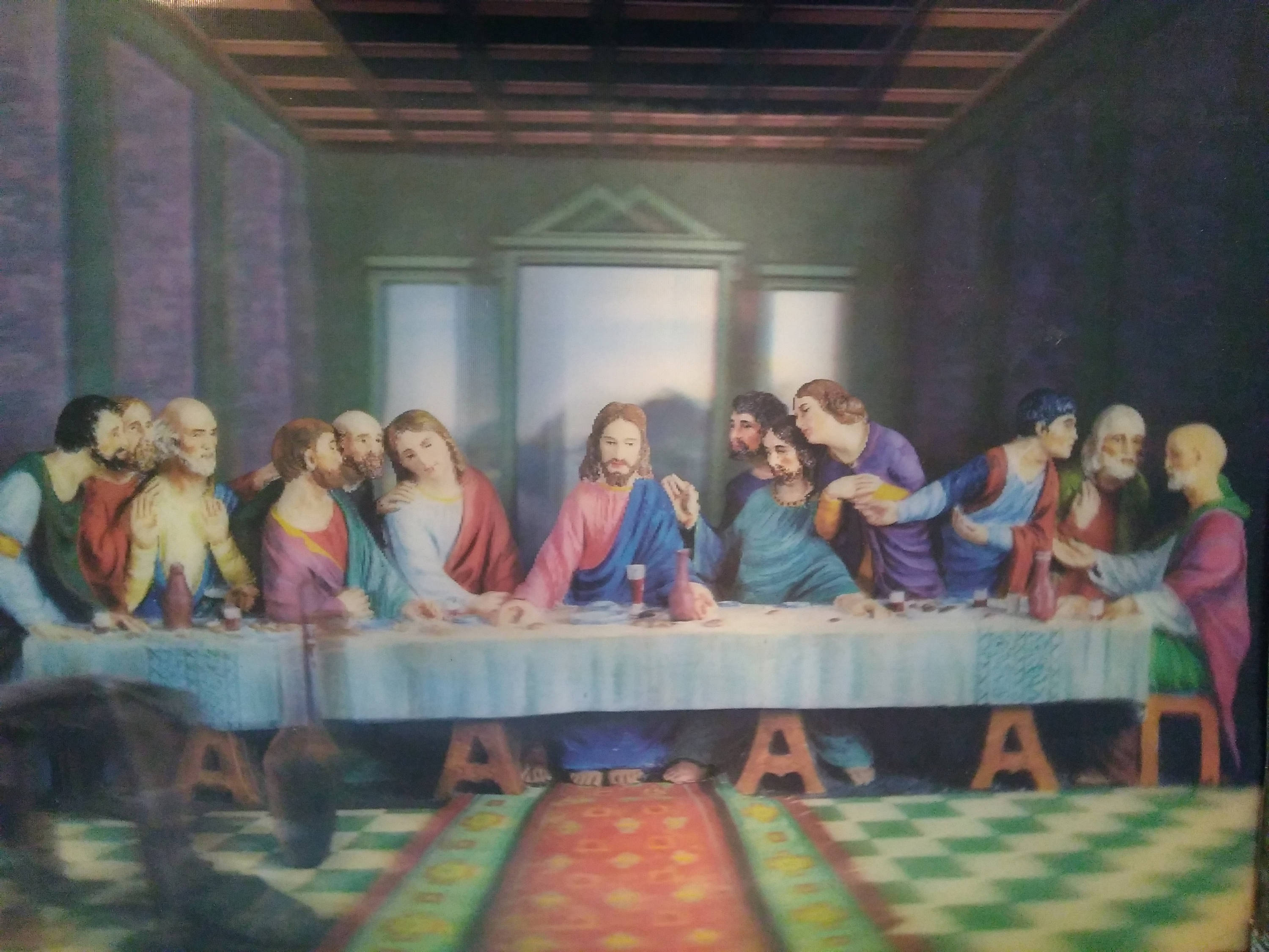 Vintage Picture The Last Supper Halographic 3-D Metal Filagree Frame ...