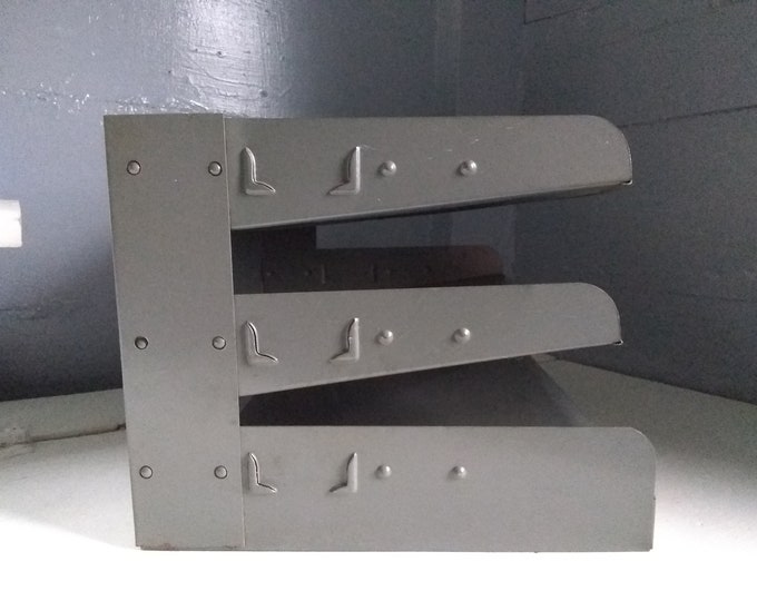 Vintage Desk Tray Paper Tray Paper File Desk Organizer 3-tier Gray ...