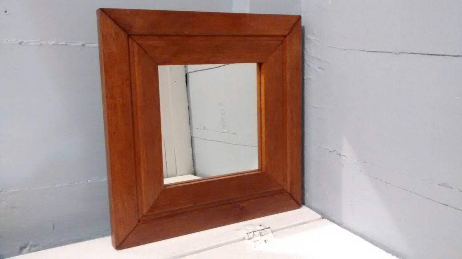 80s Retro Mirror Wall Mirror Square Mirror Wood Framed Mirror Accent ...
