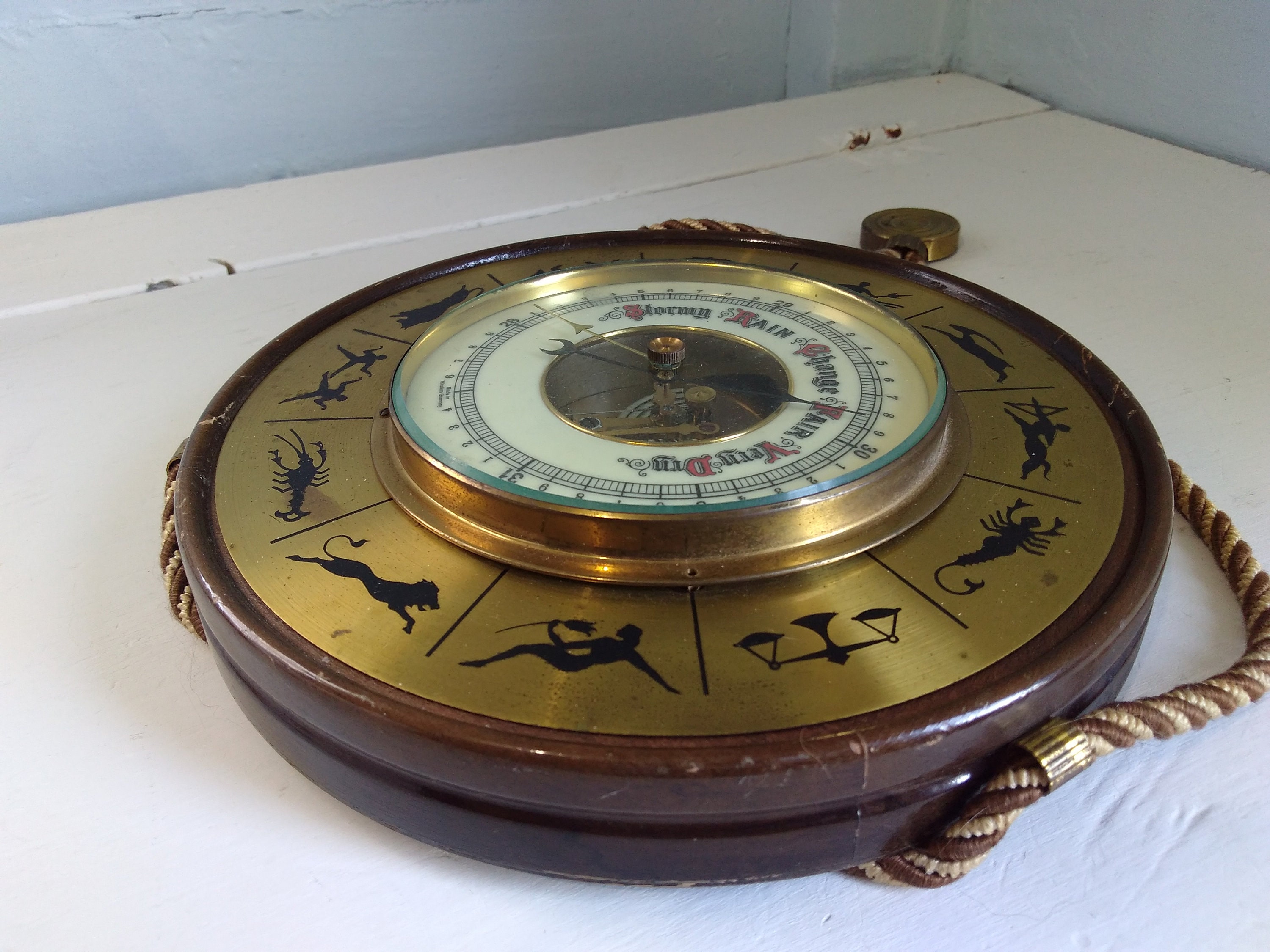 Vintage, Barometer, Zodiac, Weather Instrument, Astrological, Man Cave ...