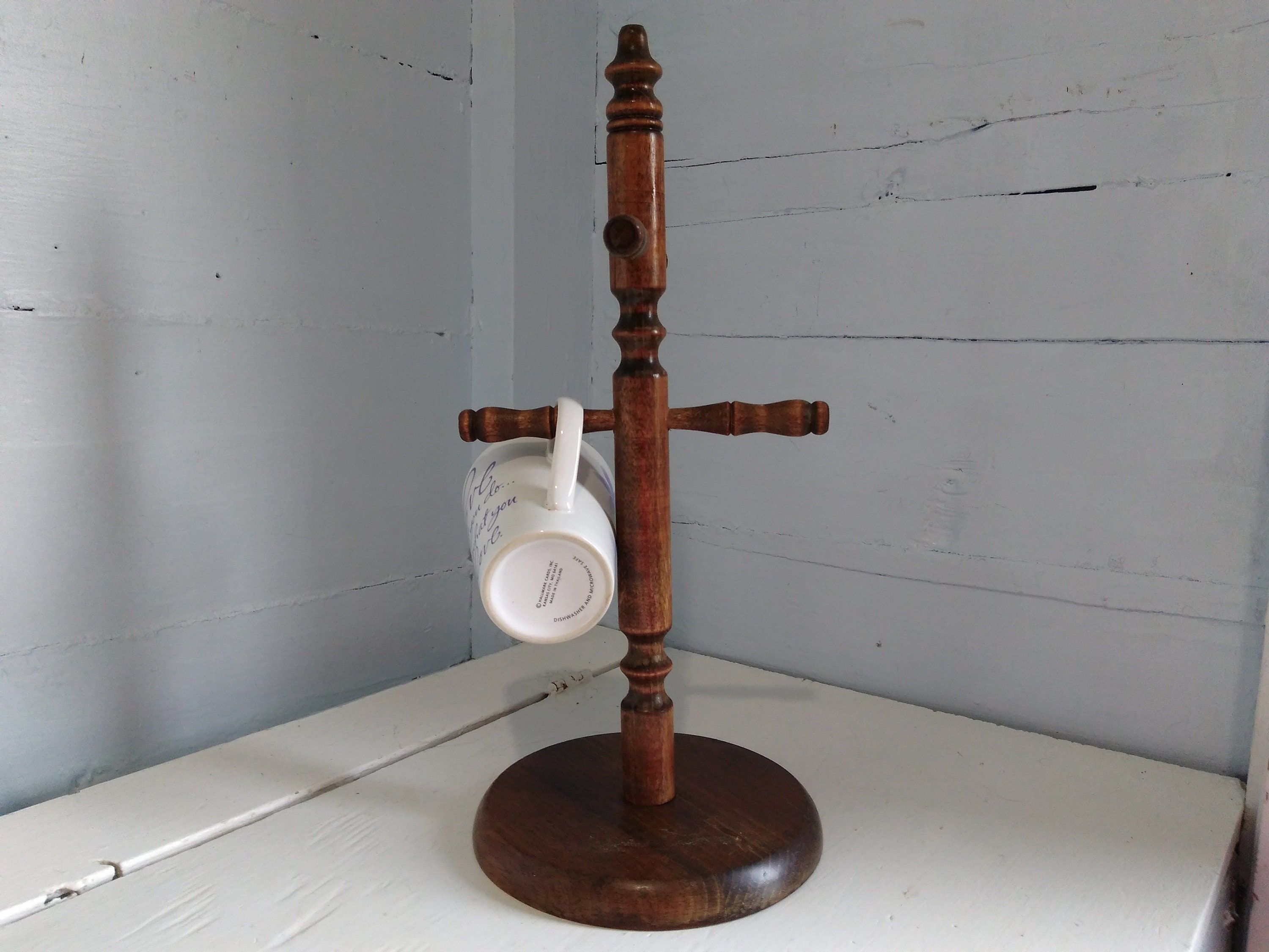 Vintage Mug Tree Cup Holder Stand Wood Kitchen Decor Photo Prop ...