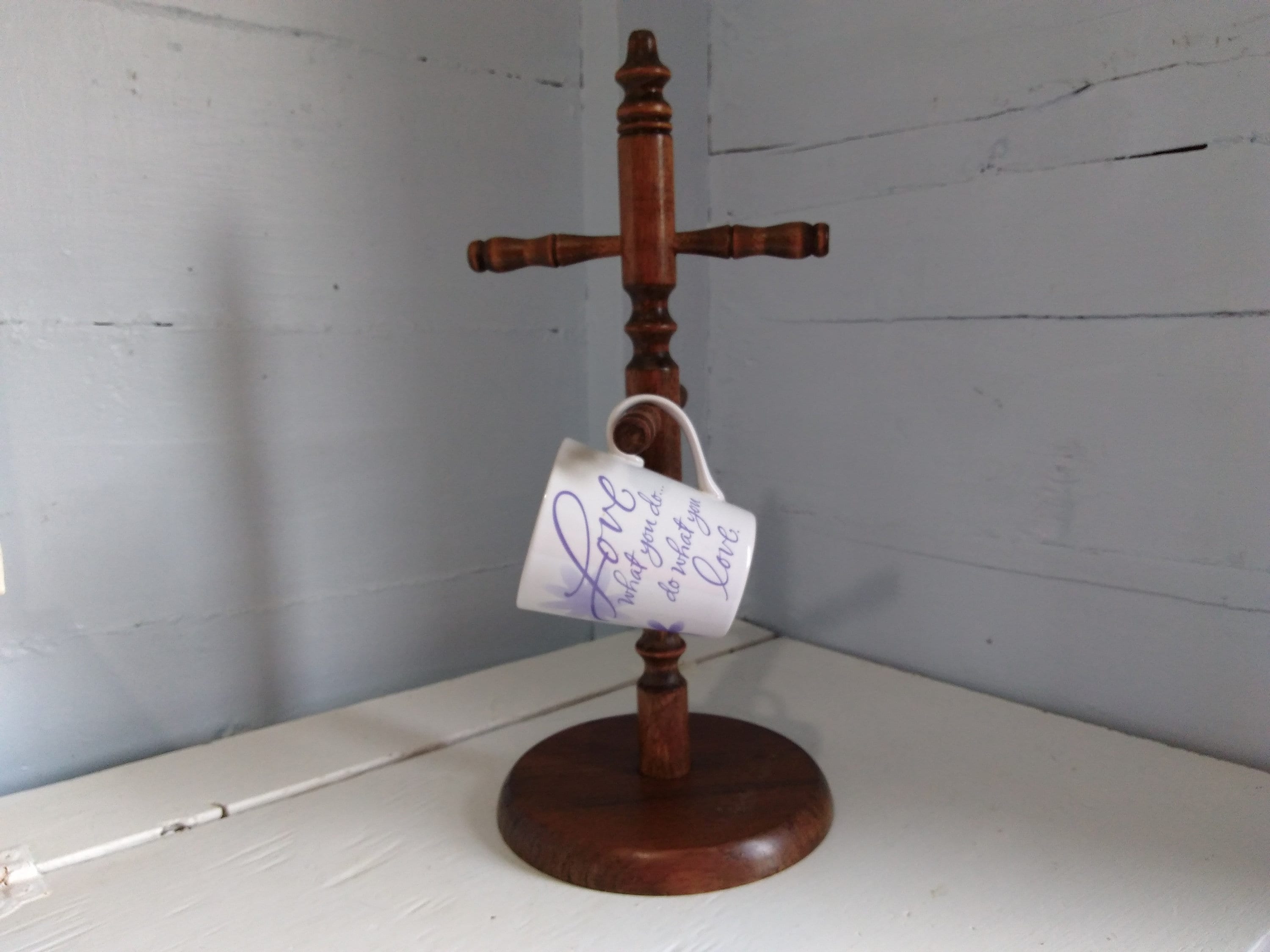 Vintage Mug Tree Cup Holder Stand Wood Kitchen Decor Photo Prop ...