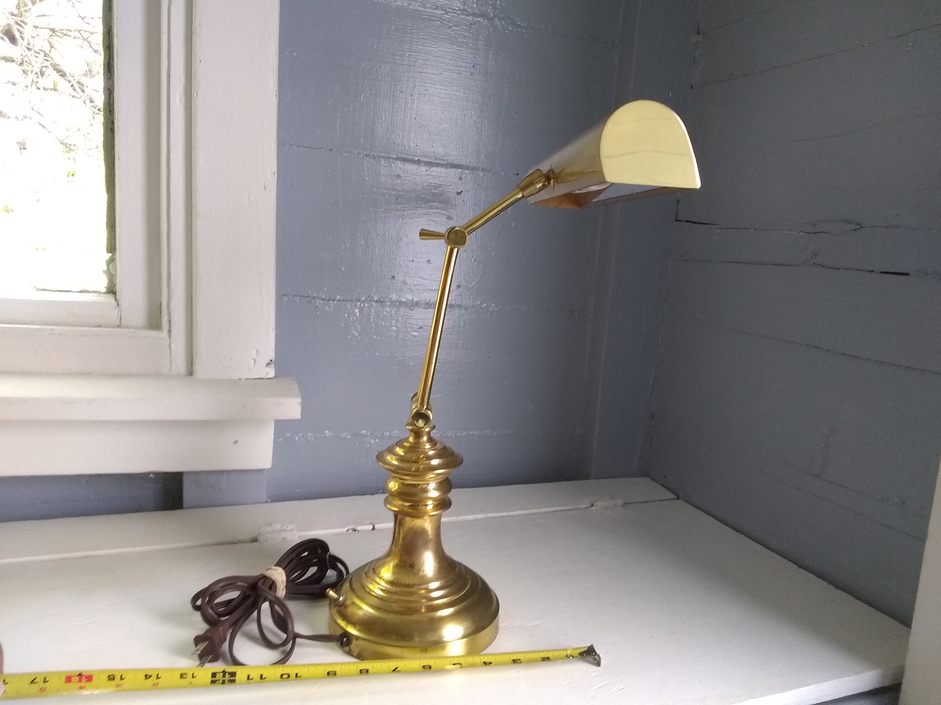 Vintage Double Bulb Piano Desk Lamp Tall Heavy Brass Finish MidCentury ...