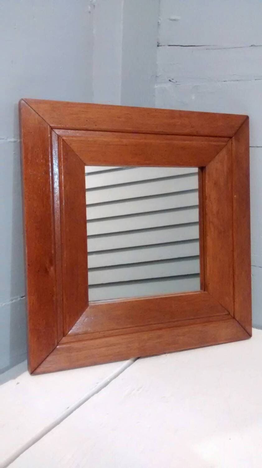 80s Retro Mirror Wall Mirror Square Mirror Wood Framed Mirror Accent ...