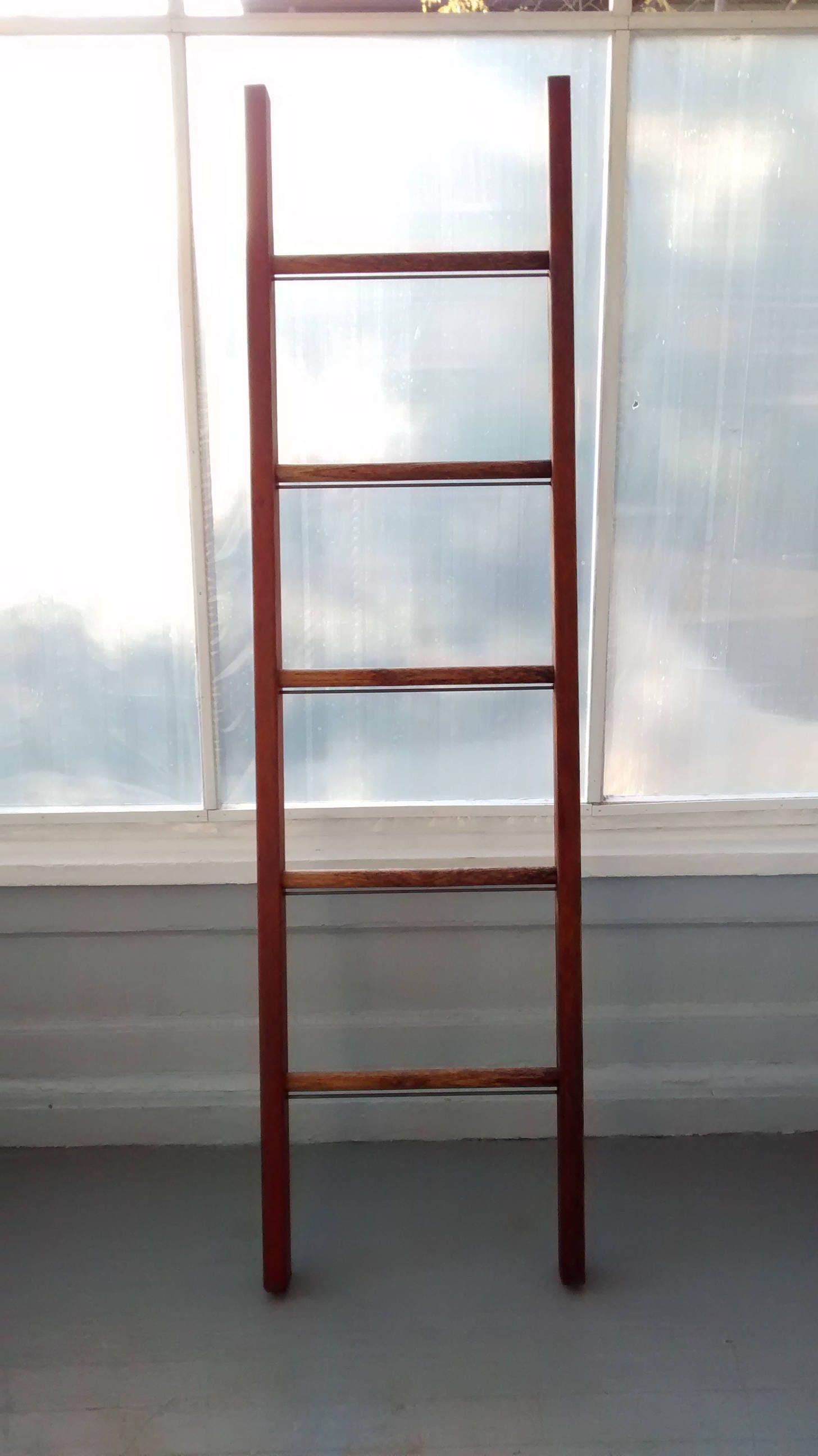 Old Wood Ladder Tall Wide Rustic Quilt Rack Blanket Rack Country Chic ...