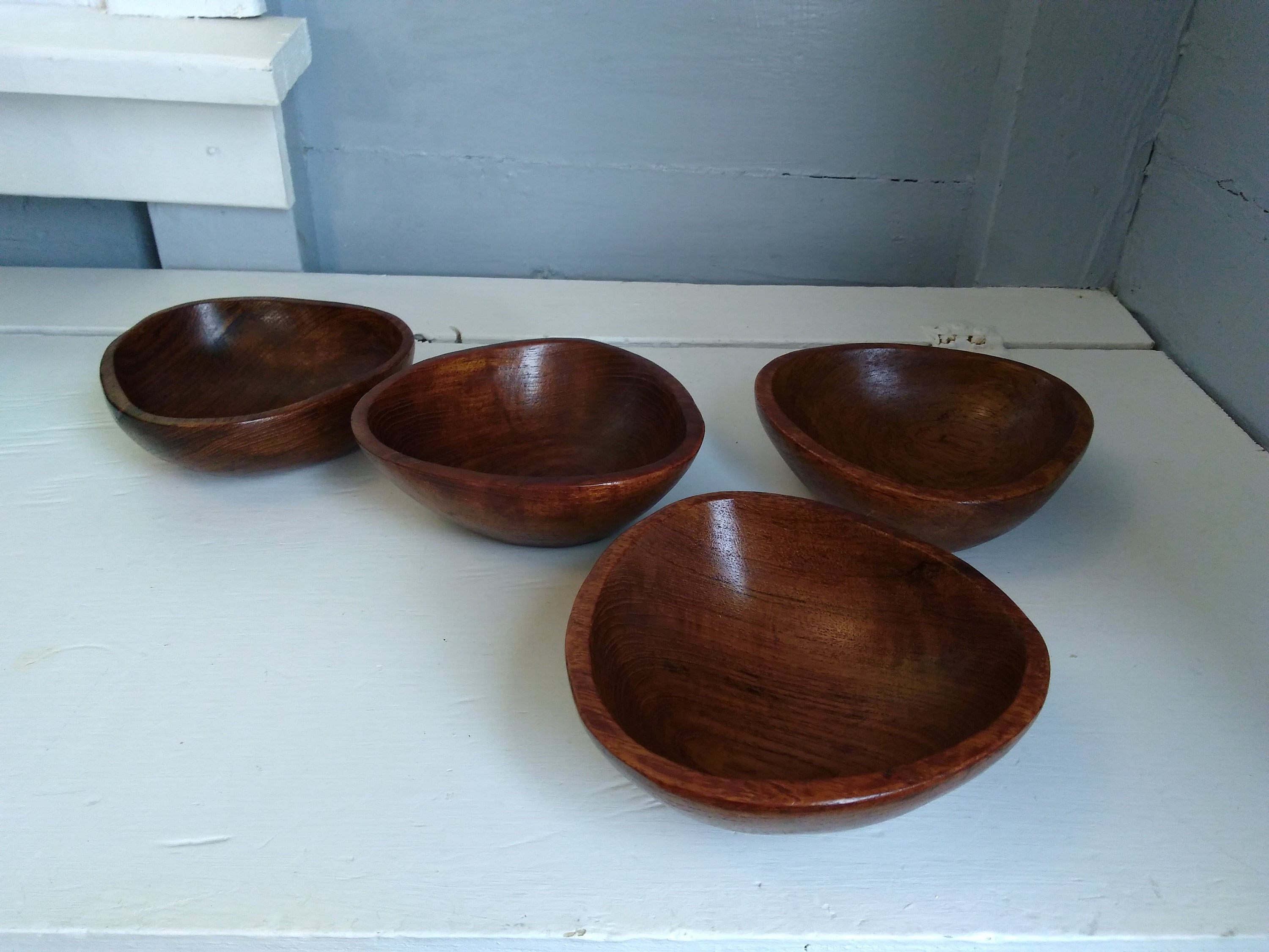 Vintage Triangle Shape Wood Bowls Salad Bowls Decorative Bowls Kitchen ...