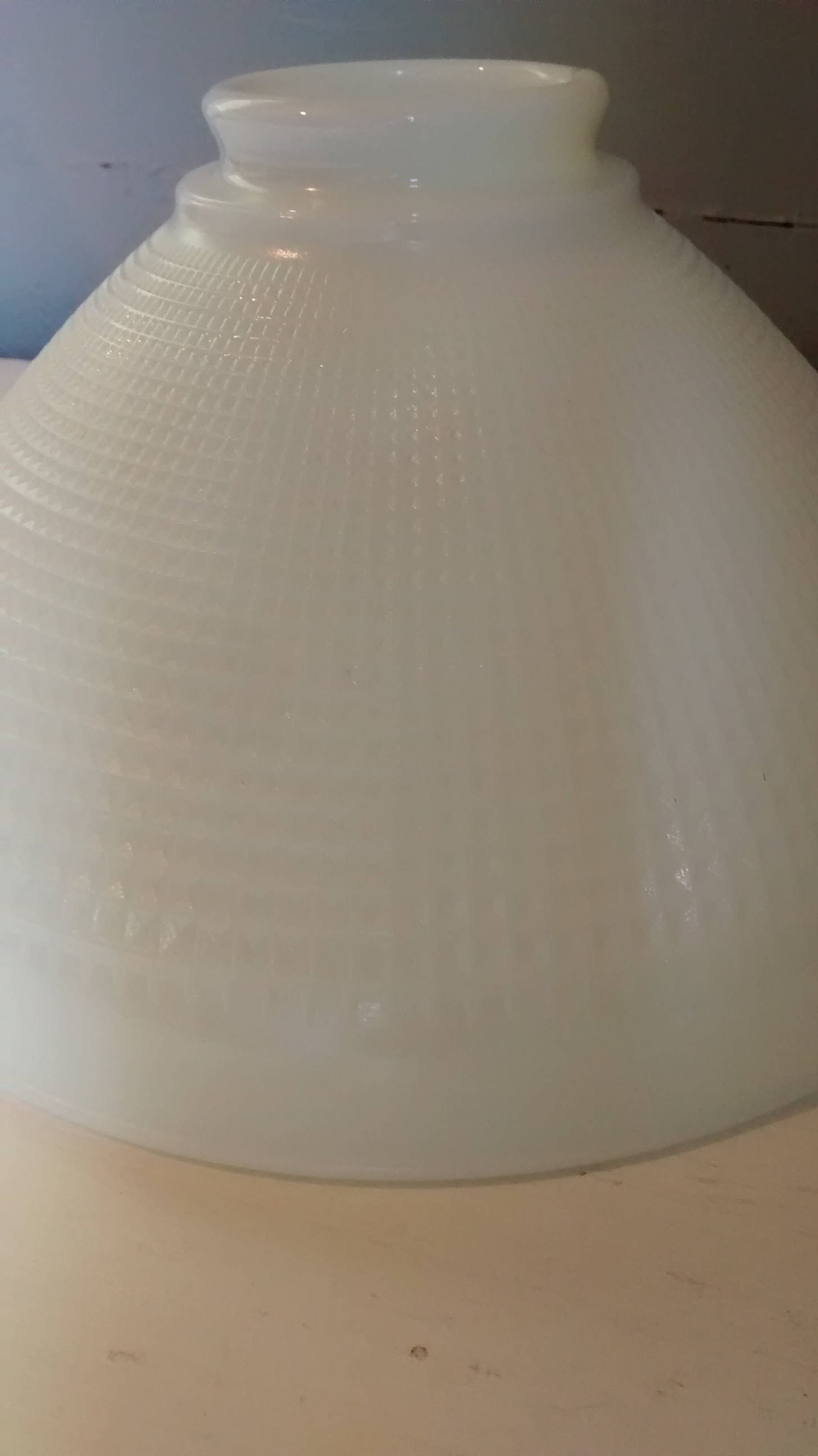 Vintage Large White Glass Lamp Shade Globe Torchier Diffuser Waffle Design Floor Lamp