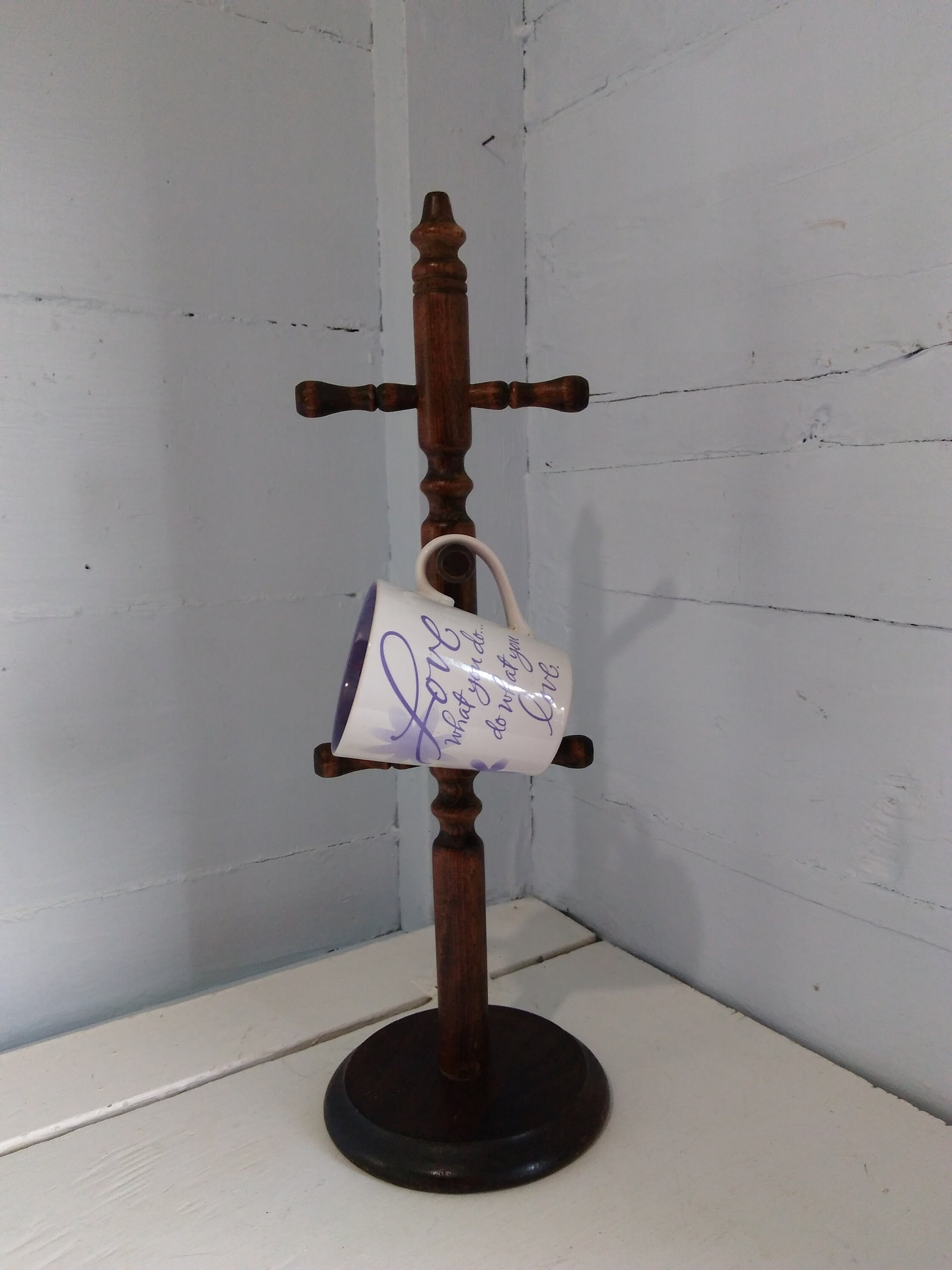 Vintage Mug Tree Cup Holder Stand Wood Kitchen Decor Photo Prop ...