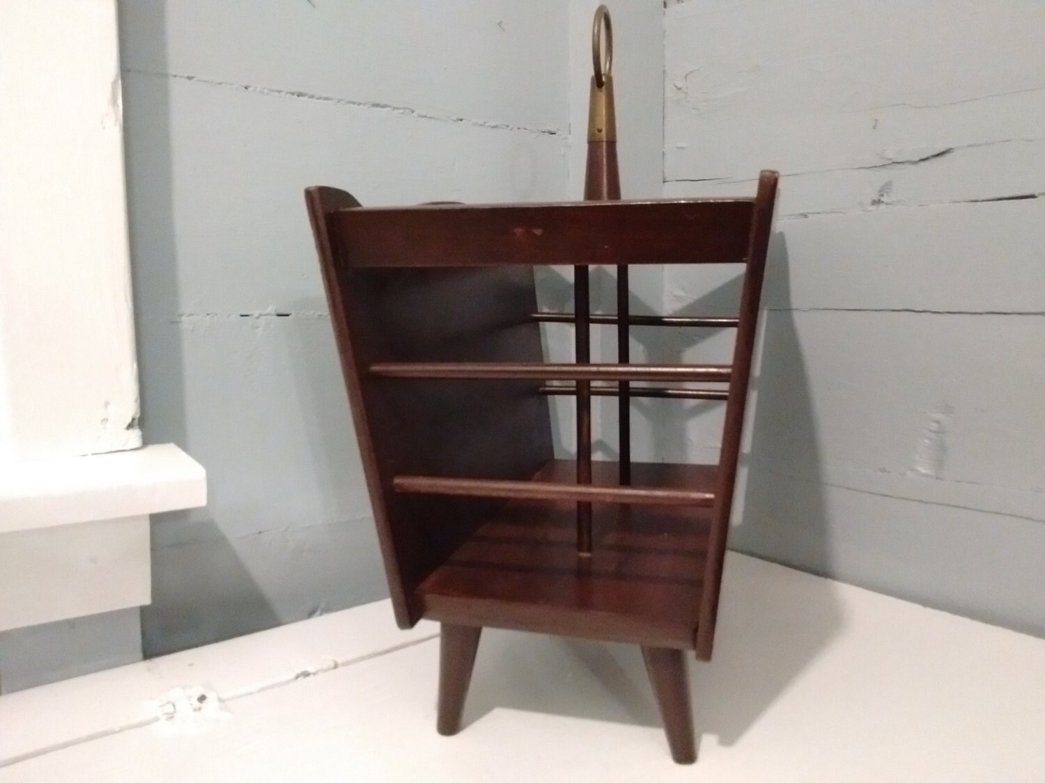 Vintage, Magazine Rack, Magazine Holder, Wood, Footed, Mid Century, Art ...