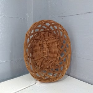 Vintage Small Oval Basket Made of Round Reed Wicker Material ...