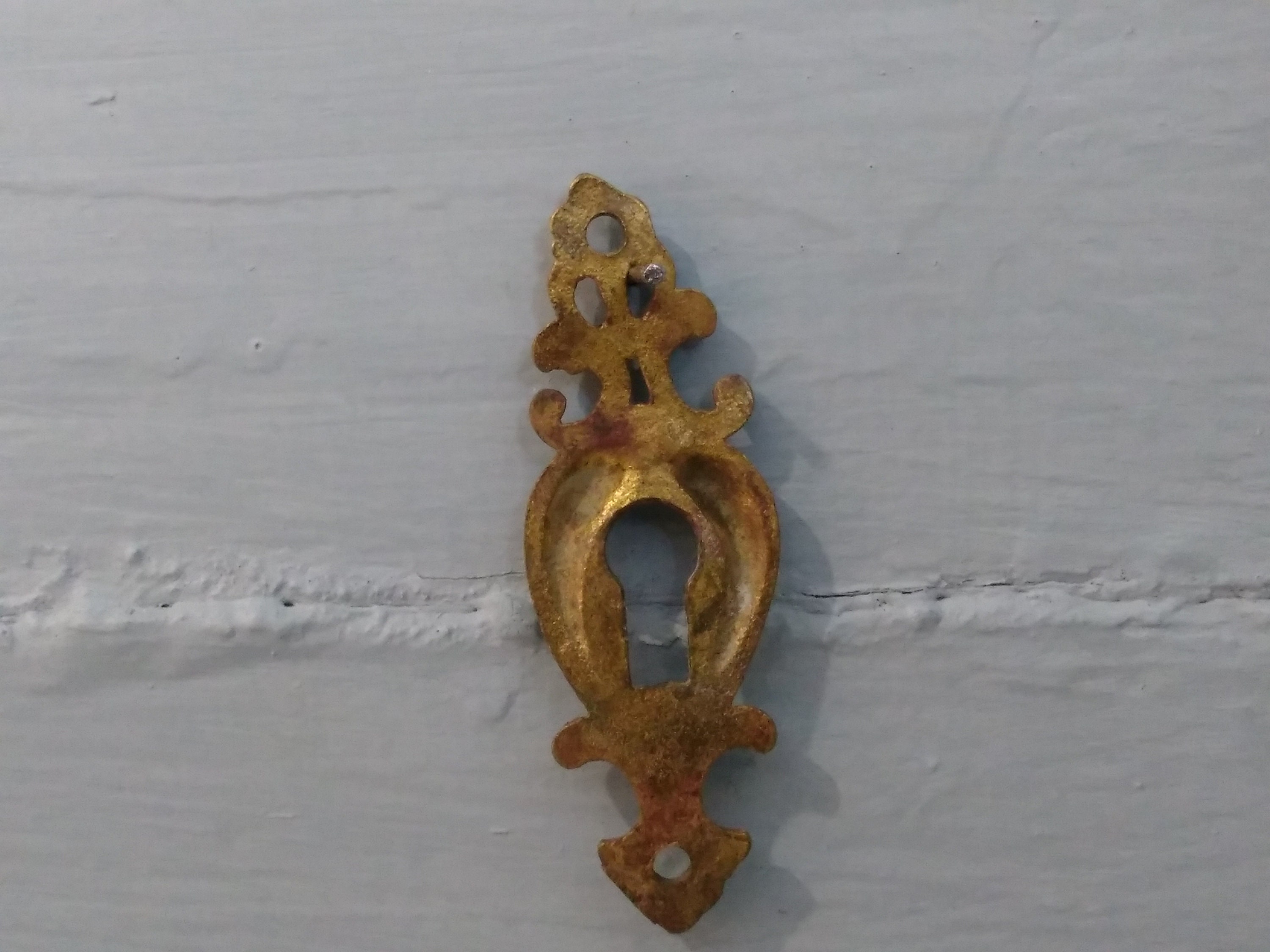 Two Antique Furniture Escutcheons Key Hole Covers Dresser Desk Small ...