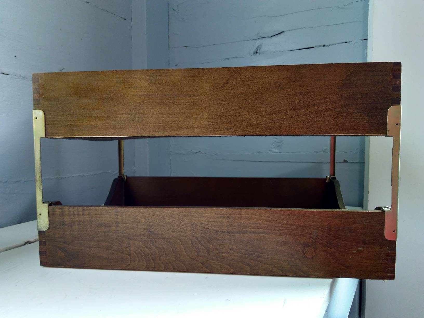Vintage Two Tier Wood Desk Tray Legal Size Letter Tray File Tray Desk vintage-two-tier-wood-desk-tray-legal-size-letter-tray-file-tray-desk