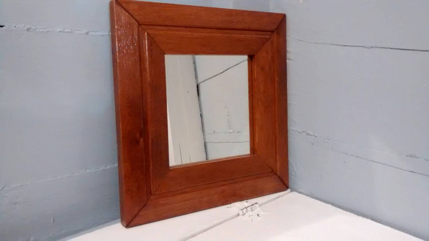 80s Retro Mirror Wall Mirror Square Mirror Wood Framed Mirror Accent ...
