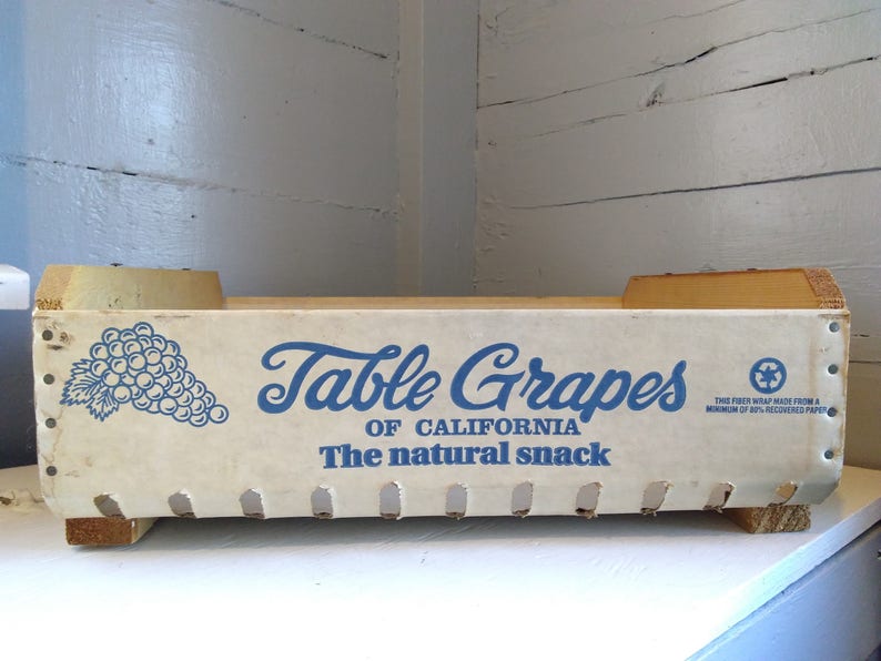 Old Wood Crate Produce Crate Samsons Grape Storage Box - Etsy