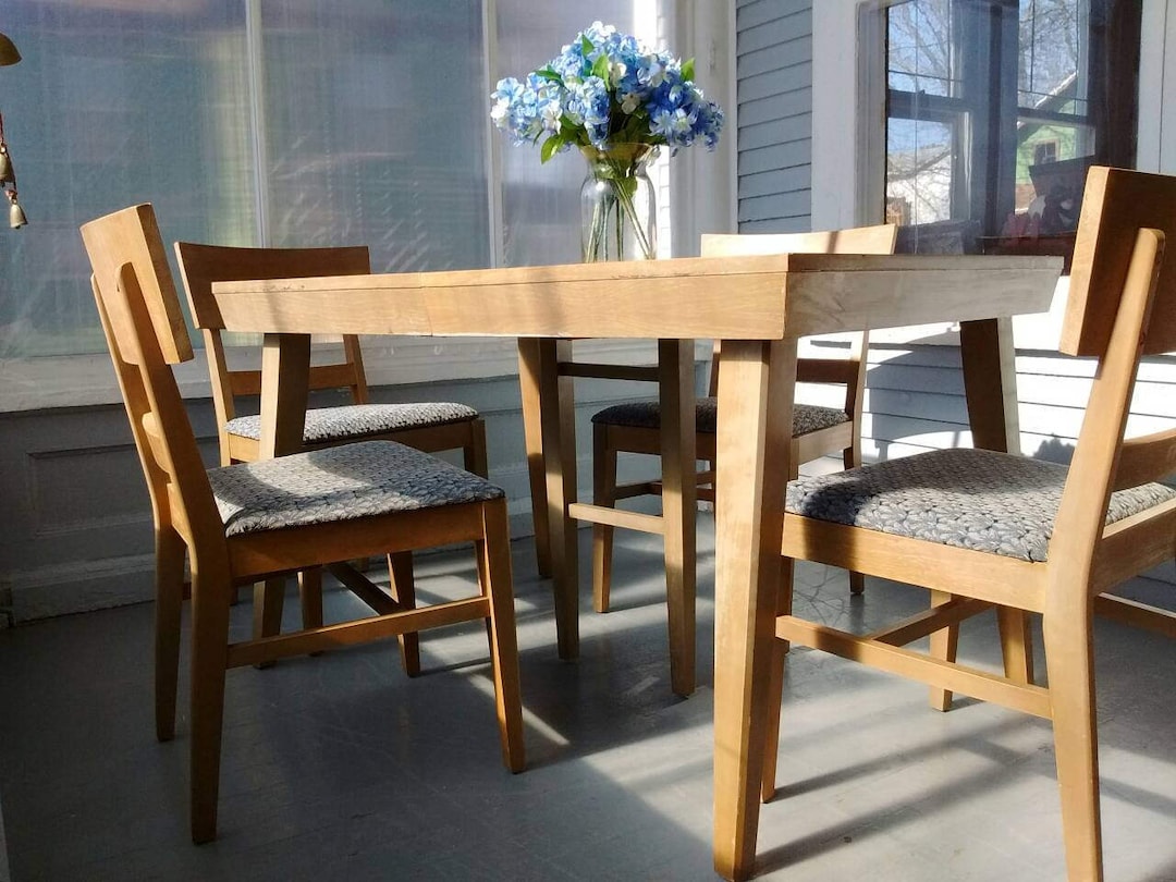 Gorgeous Vintage Art Deco Dining Table and Four Chairs Wood ...