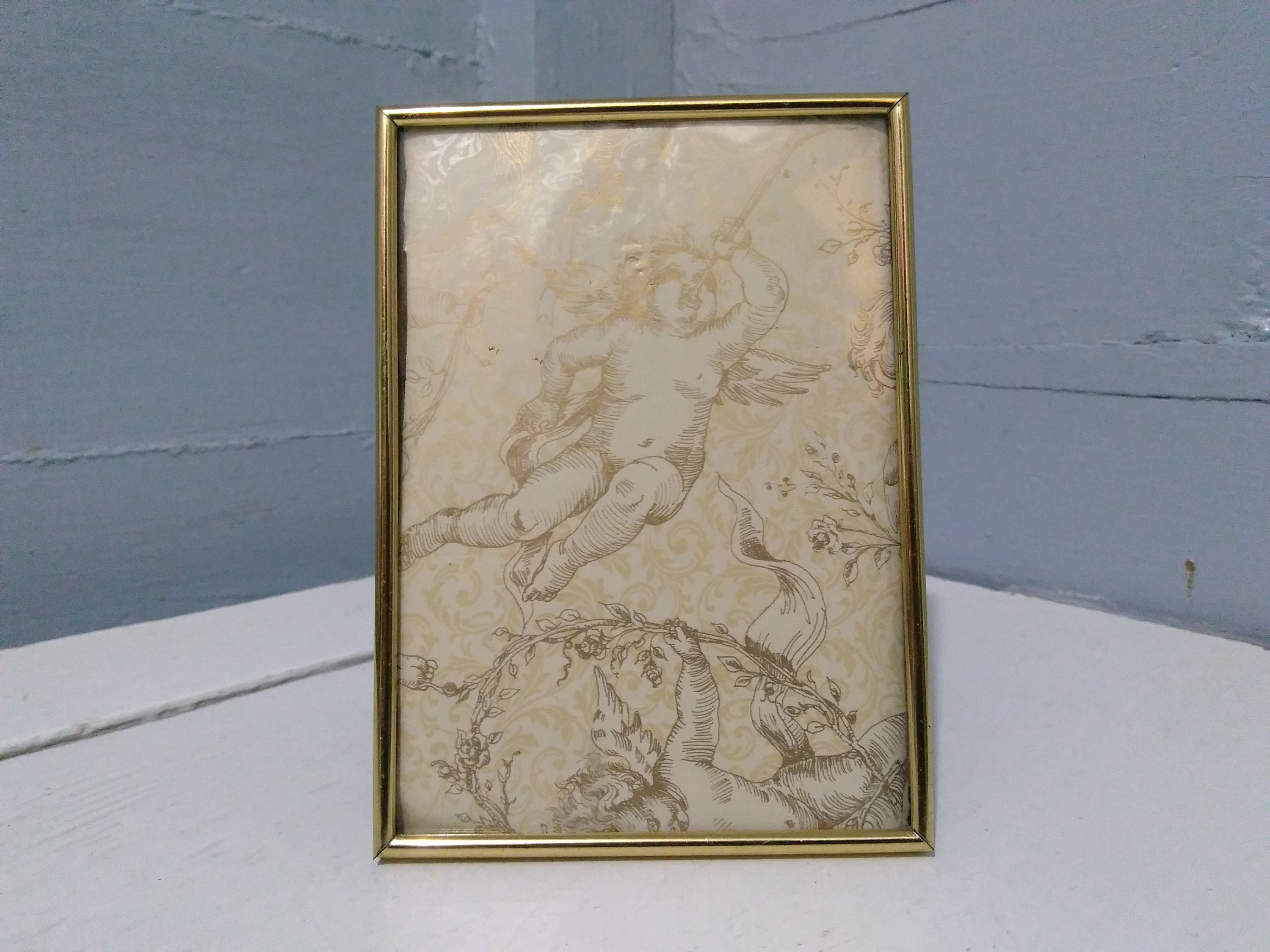 Vintage Picture Frame 5x7 Metal Frame Gold MidCentury Rolled Edge ...