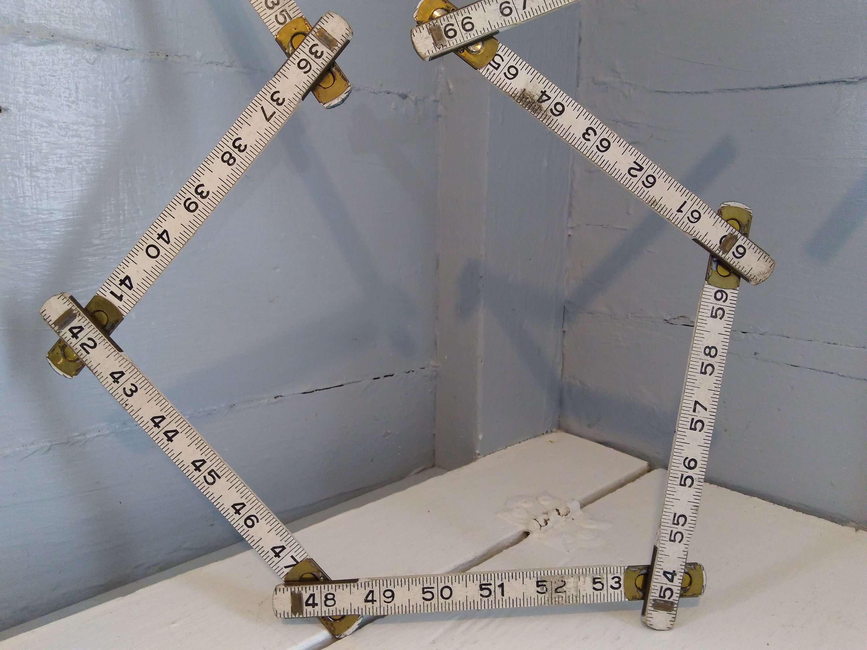 Durall Folding Wood Ruler Yard Stick White Measuring Tool Extension ...