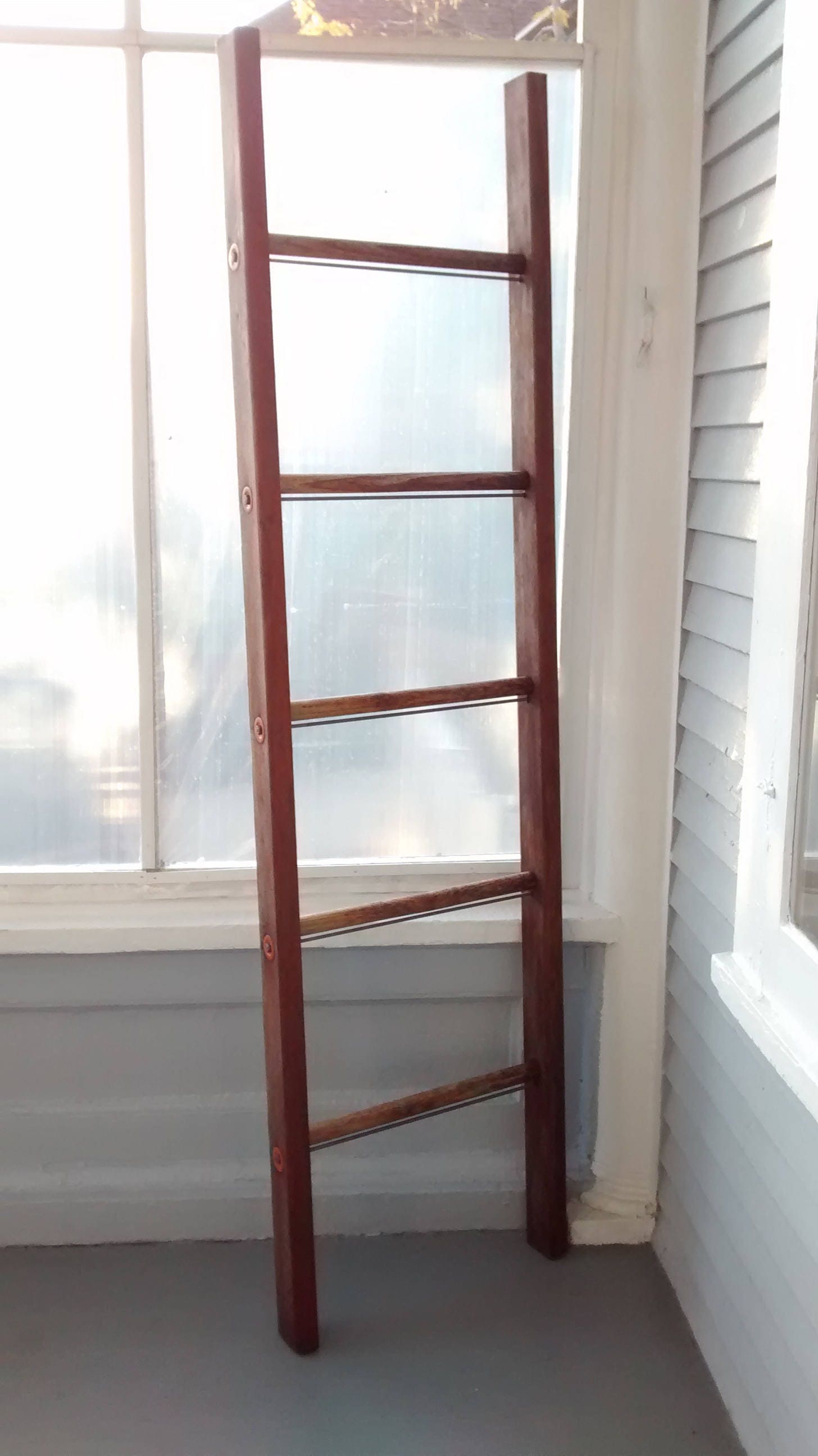 Old Wood Ladder Tall Wide Rustic Quilt Rack Blanket Rack Country Chic ...