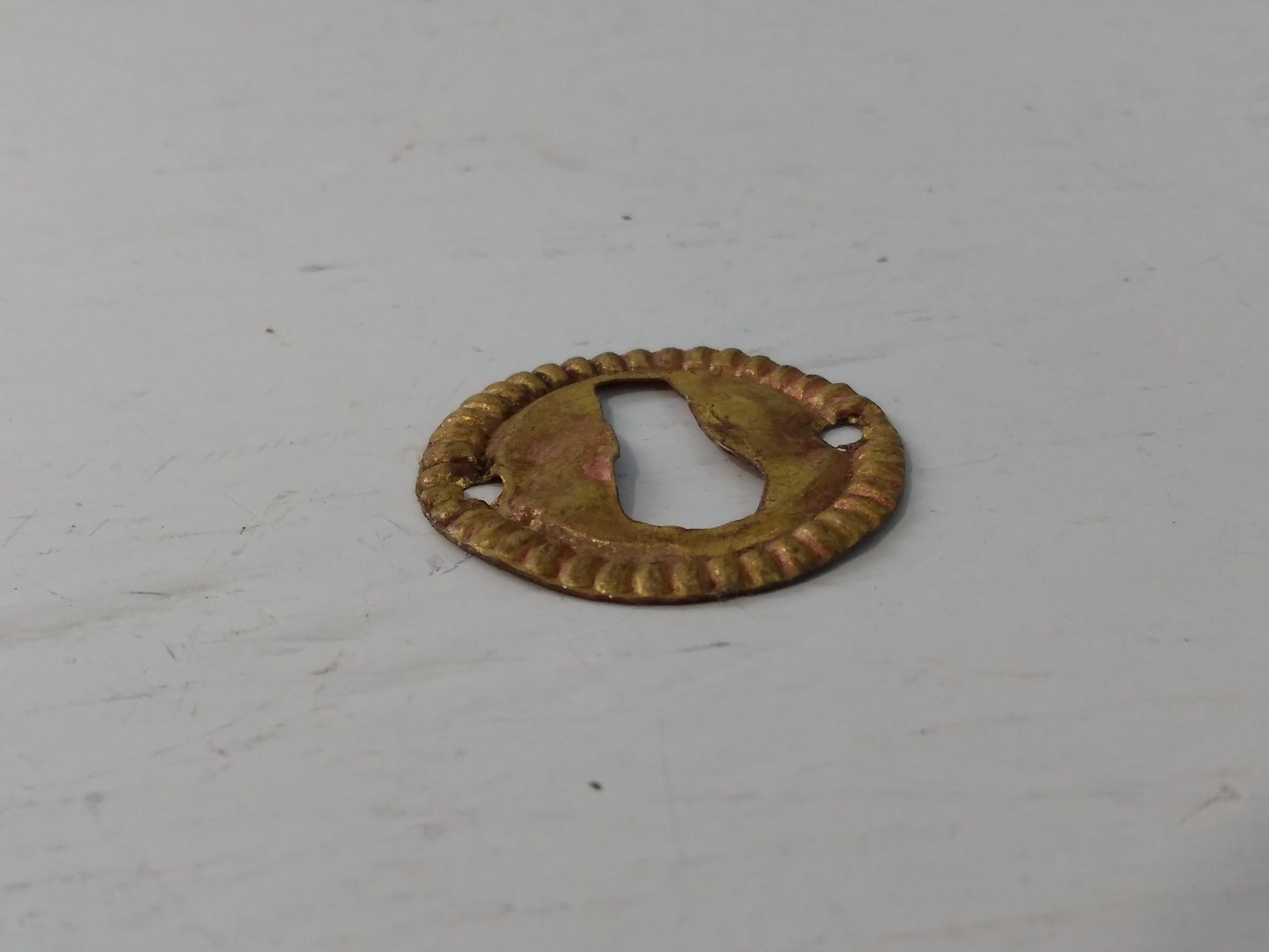 Two Antique Furniture Escutcheons Key Hole Covers Dresser Desk Small ...